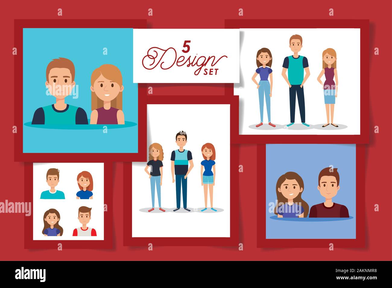 five designs of young people avatar characters Stock Vector Image & Art ...