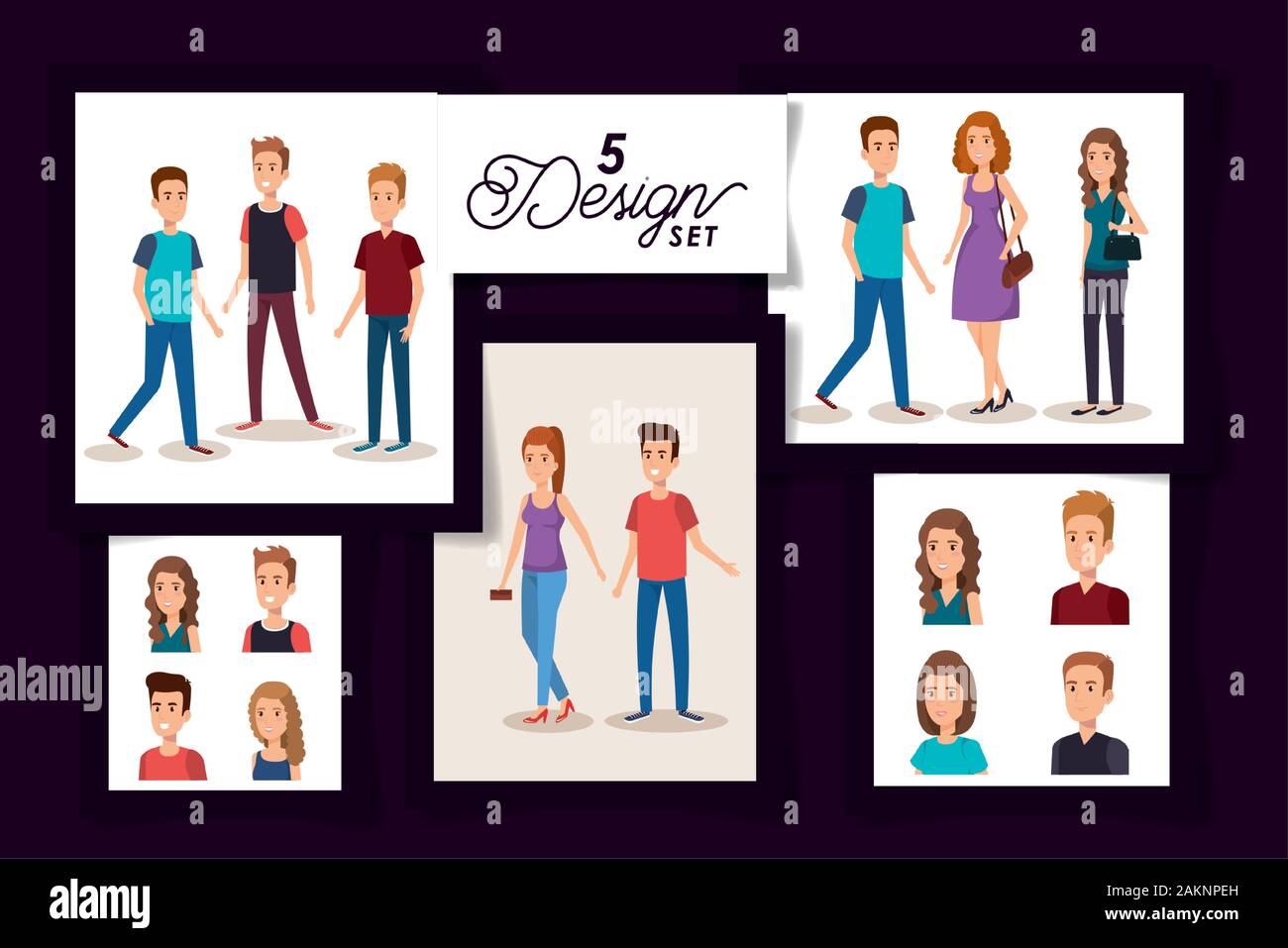 five designs of young people characters Stock Vector Image & Art - Alamy
