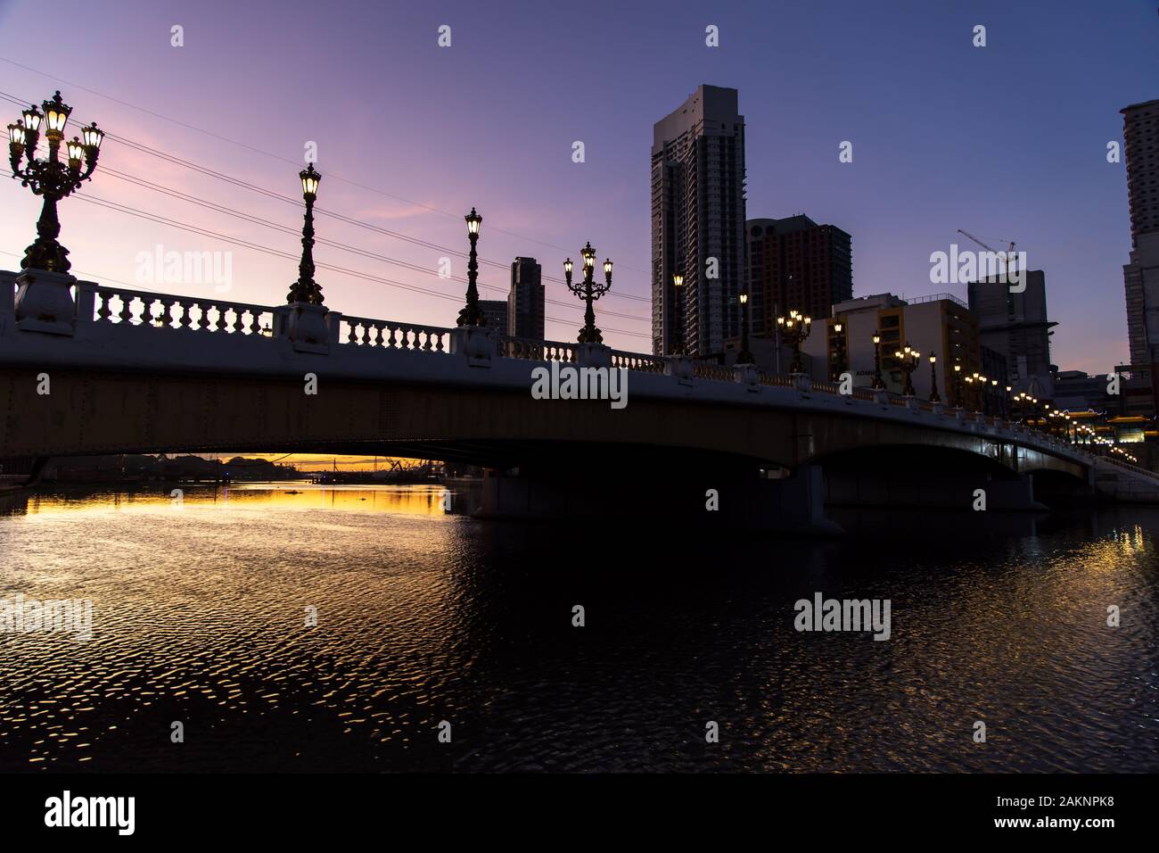 Beautiful sunset at Pasig River in Metro Manila, Philippines Stock ...