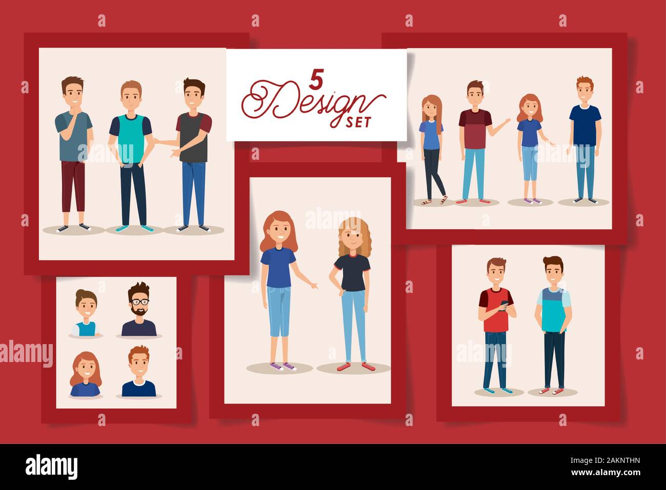 five designs of young people avatar characters Stock Vector Image & Art ...