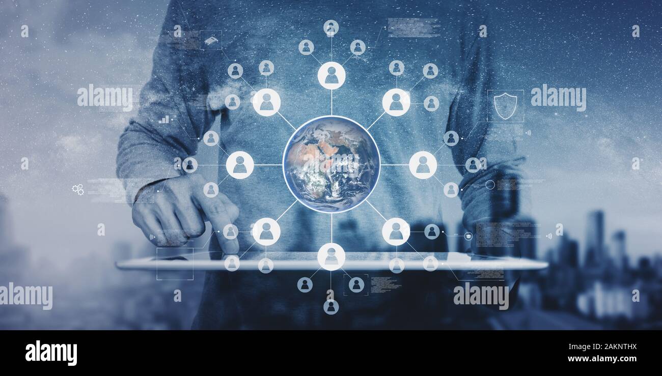 Global networking and global business network technology. Element of ...