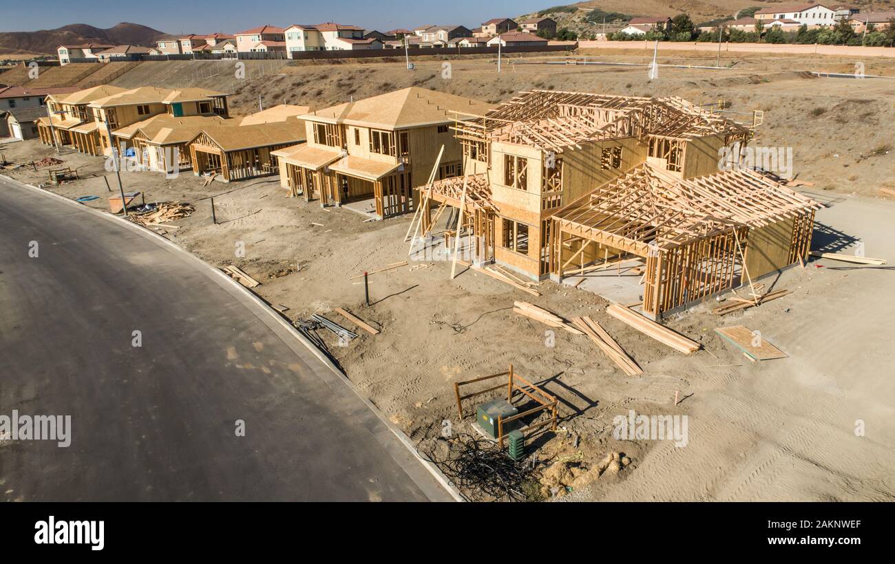 Aerial View of New Homes Construction Site Stock Photo - Alamy