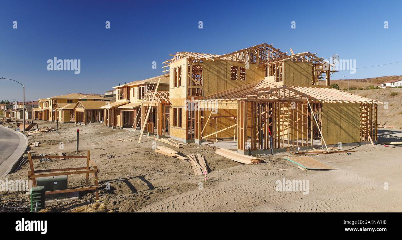New Homes Framing Being Built Construction Site Stock Photo - Alamy New Homes Framing Being Built Construction Site Stock Photo - Alamy