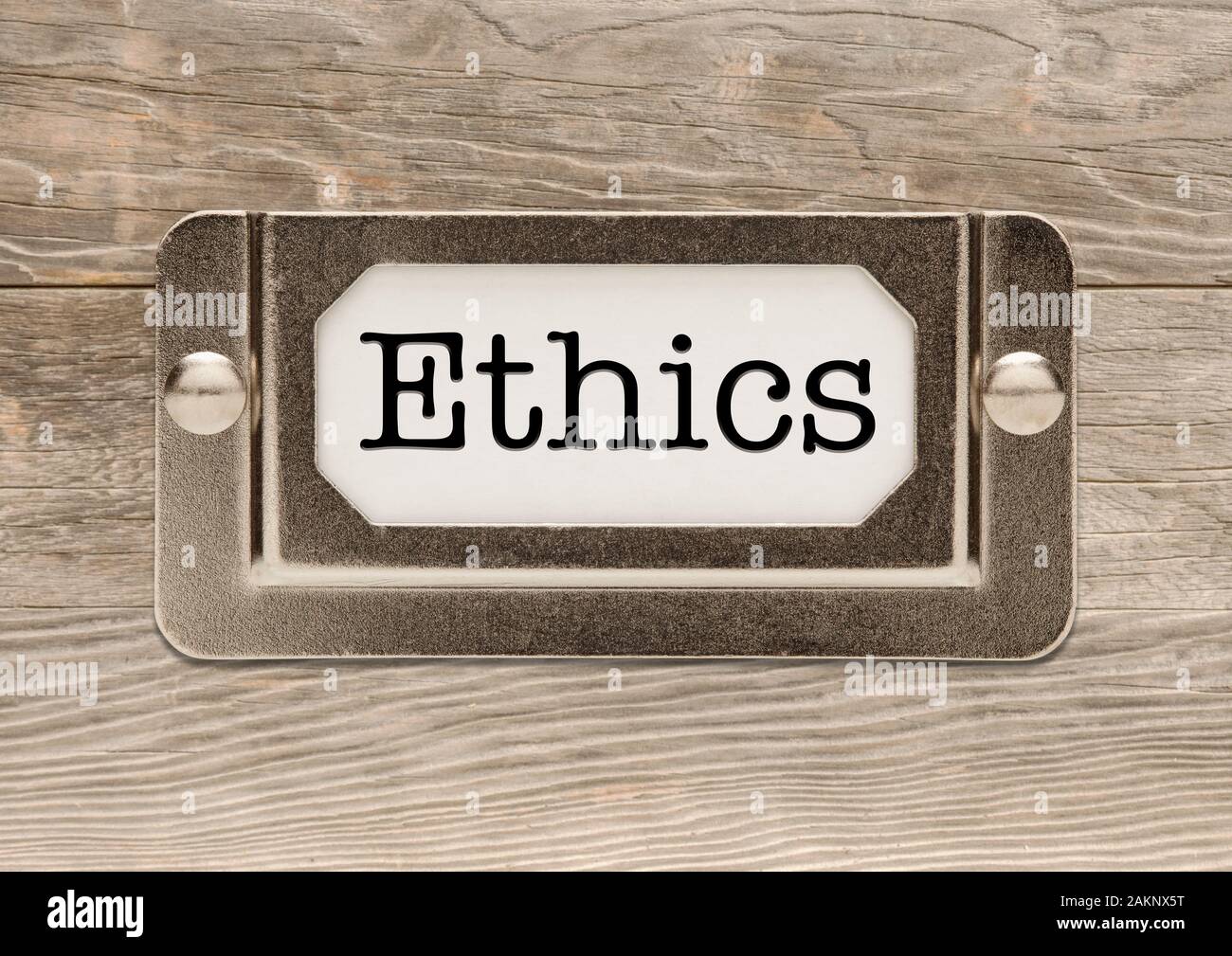 Ethics Metal File Label Frame Isolated on White Ready for Your Own ...
