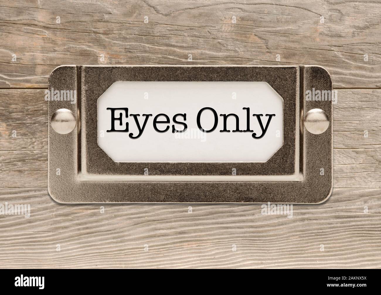 Eyes Only Metal File Label Frame Isolated on White Ready for Your Own ...