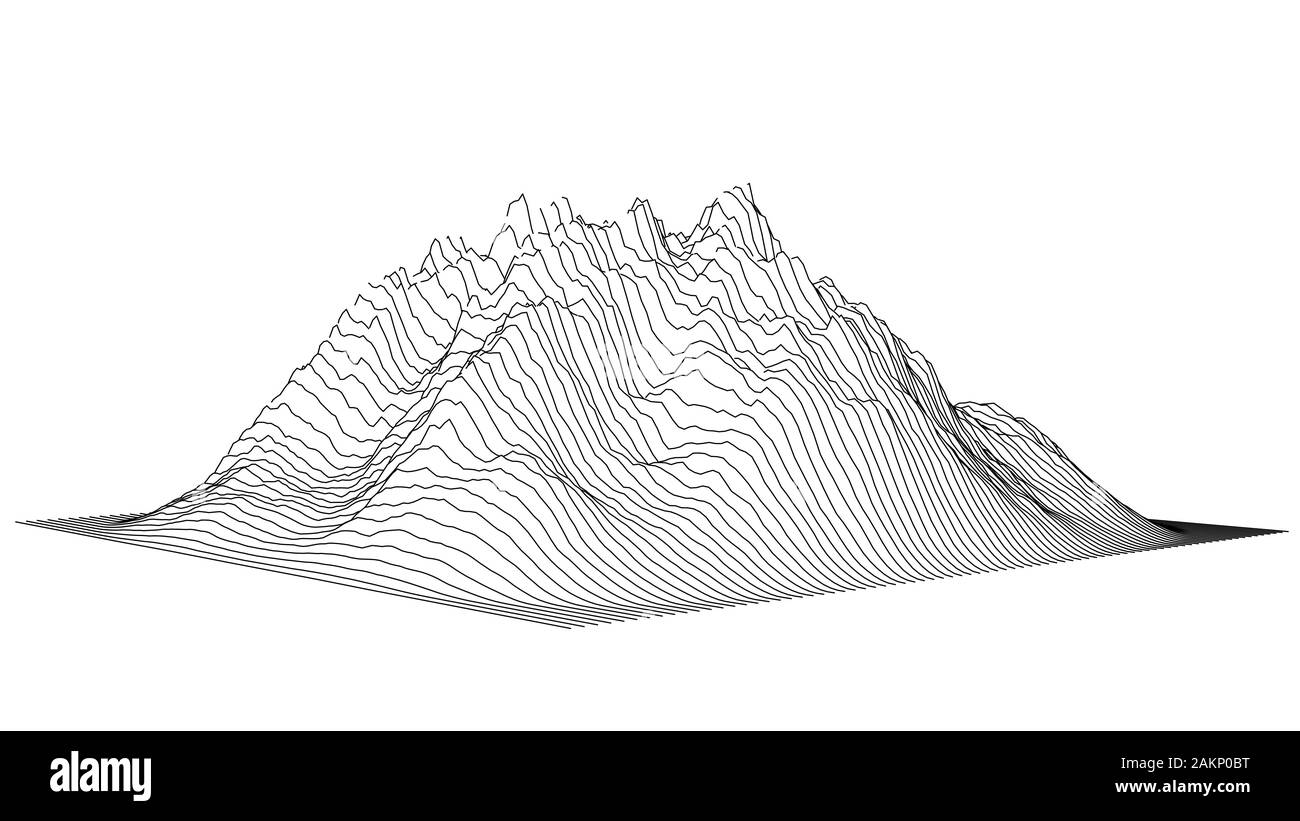 Curve lines in the shape of a part of a mountain range. Vector ...
