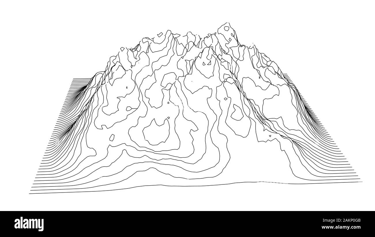 Curve lines in the shape of a part of a mountain range. Vector ...