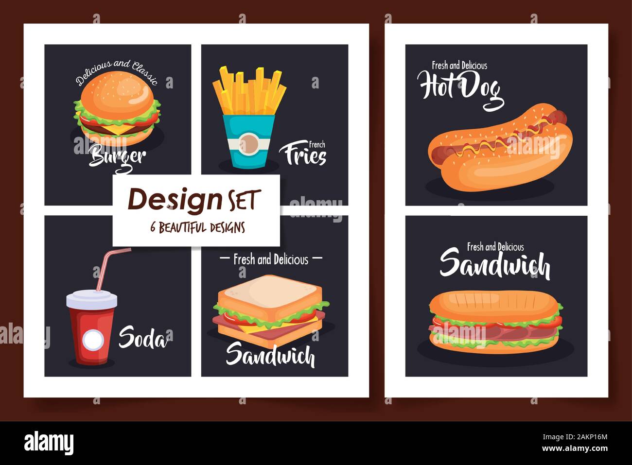 six designs of fast food delicious Stock Vector Image & Art - Alamy
