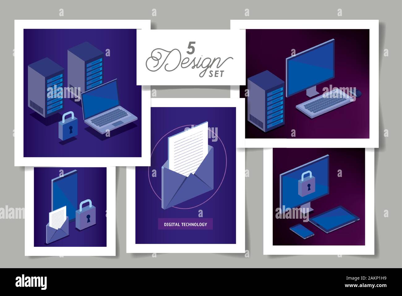 five designs of digital technology Stock Vector Image & Art - Alamy