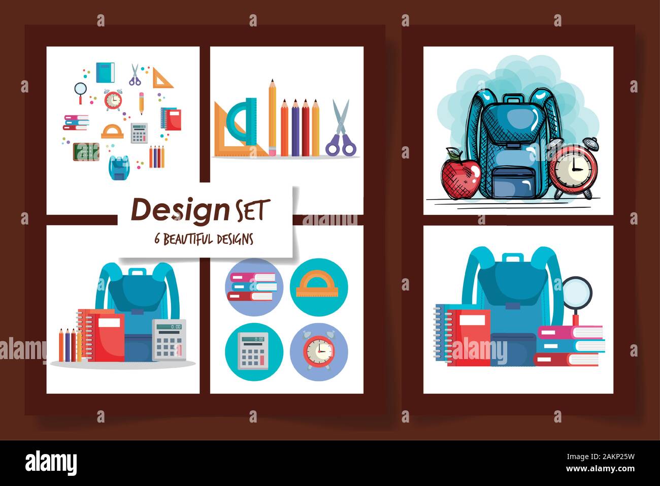 six designs of school education supplies Stock Vector Image & Art - Alamy