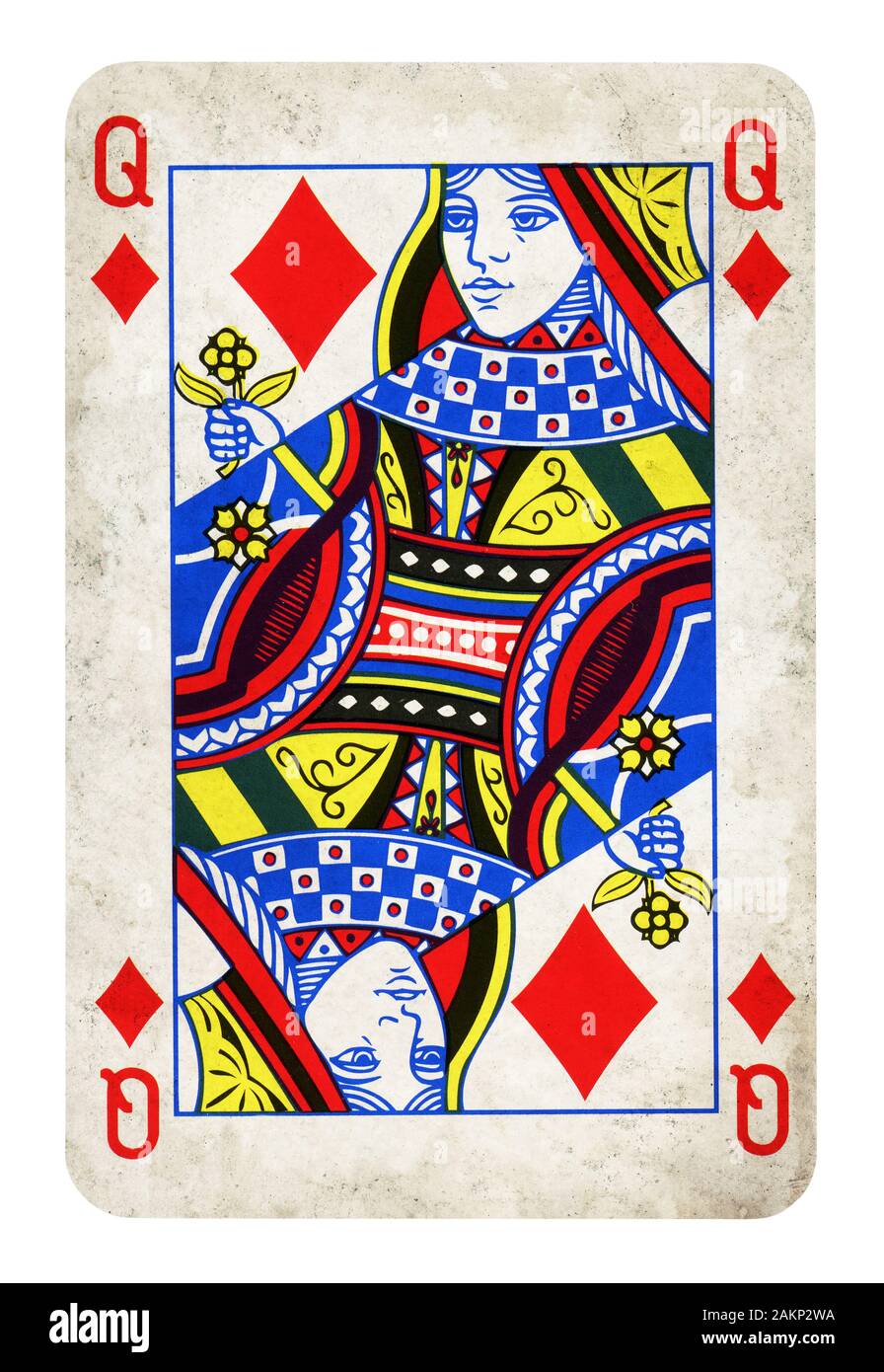 Queen diamonds vintage playing card hi-res stock photography and images ...