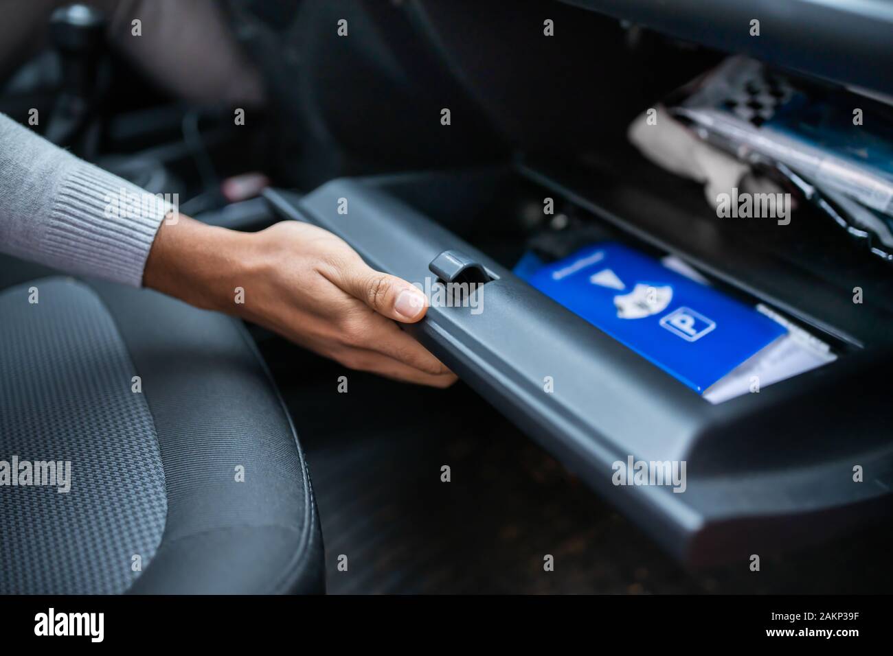 Driver Opening Empty Glovebox Compartment Inside Car Stock Photo - Alamy