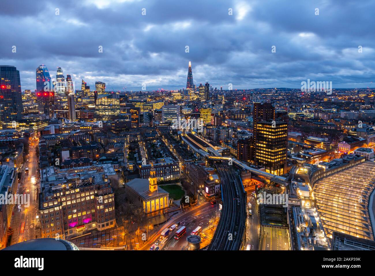 London skyline night aerial hi-res stock photography and images - Alamy
