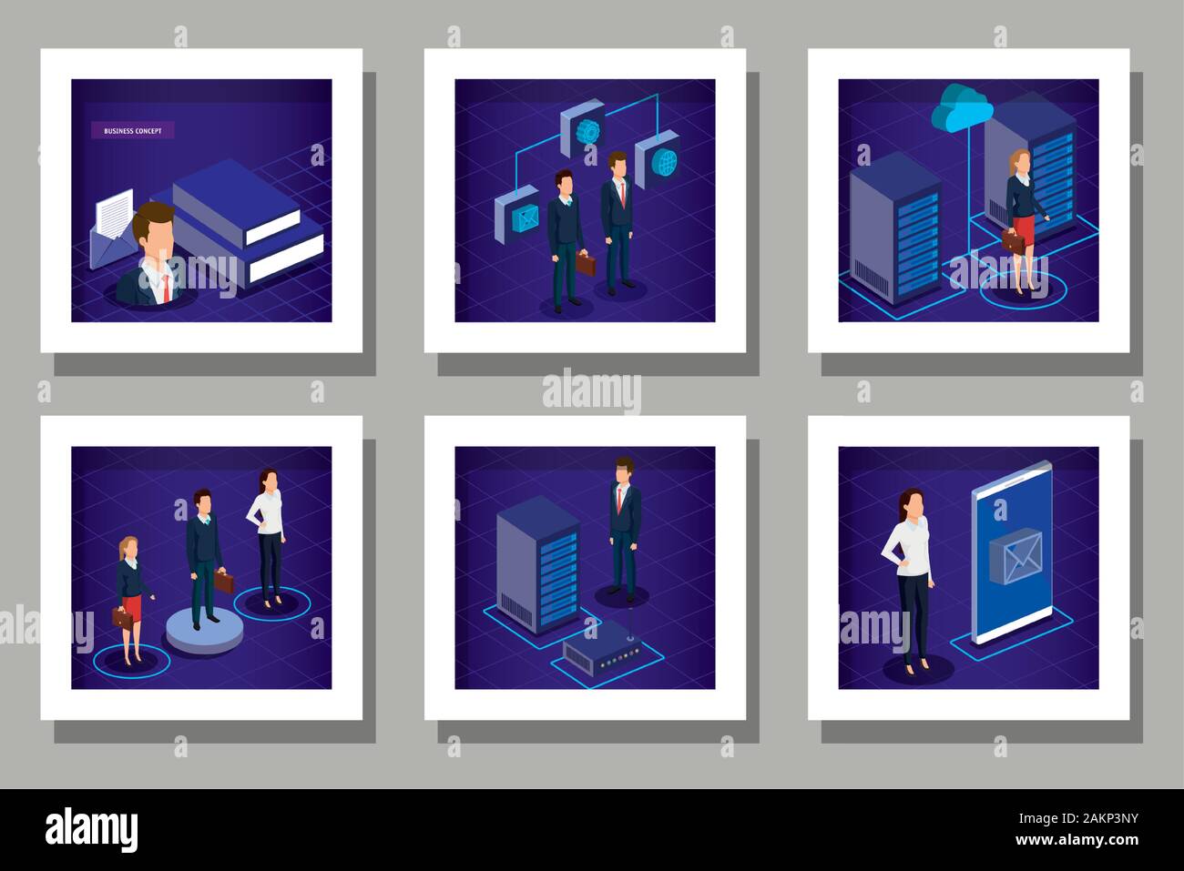 designs set of digital technology and business people Stock Vector ...