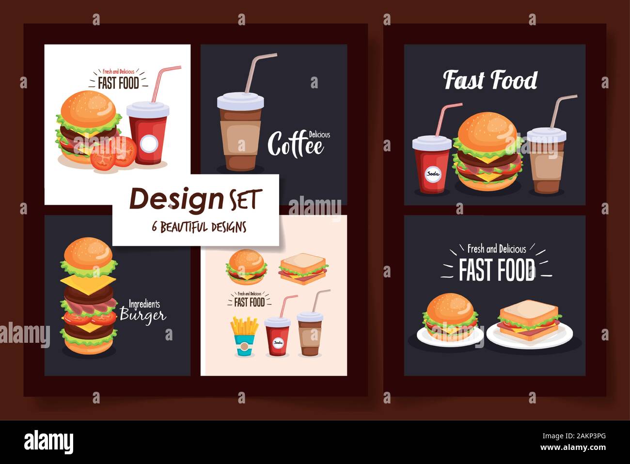 six designs of fast food delicious Stock Vector Image & Art - Alamy