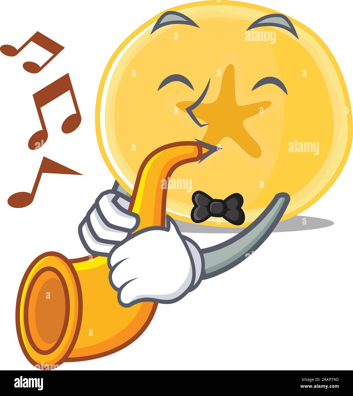 cartoon character style of banana chips performance with trumpet Stock ...