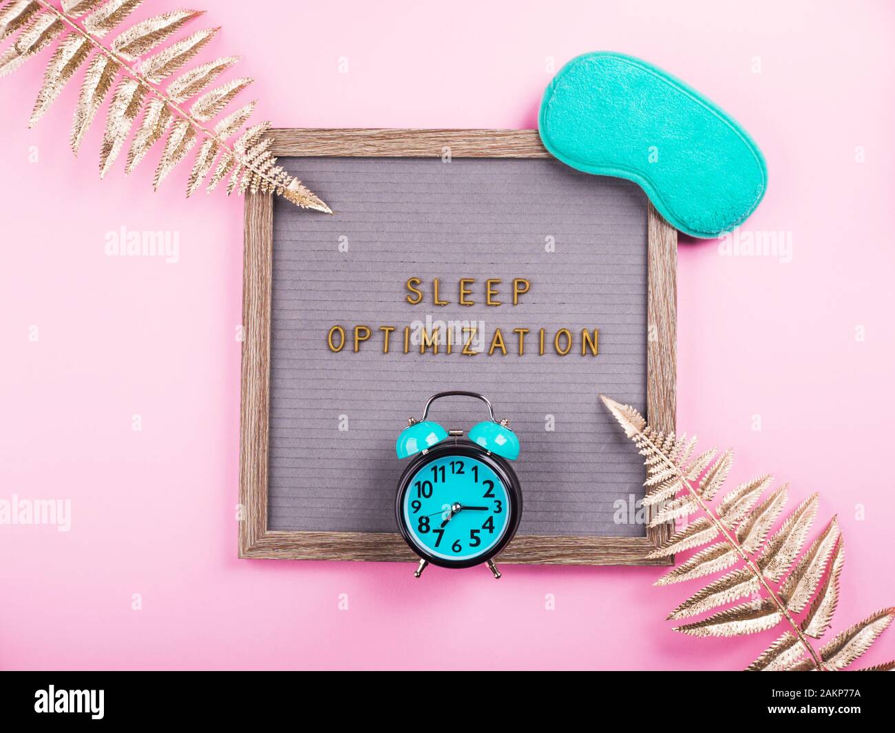 Sleep optimization text on letter board with mask Stock Photo - Alamy