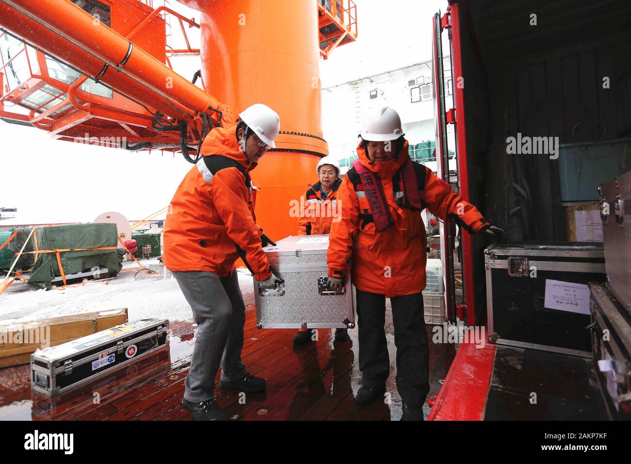Aboard Xuelong 2. 10th Jan, 2020. Members of China's 36th Antarctic ...