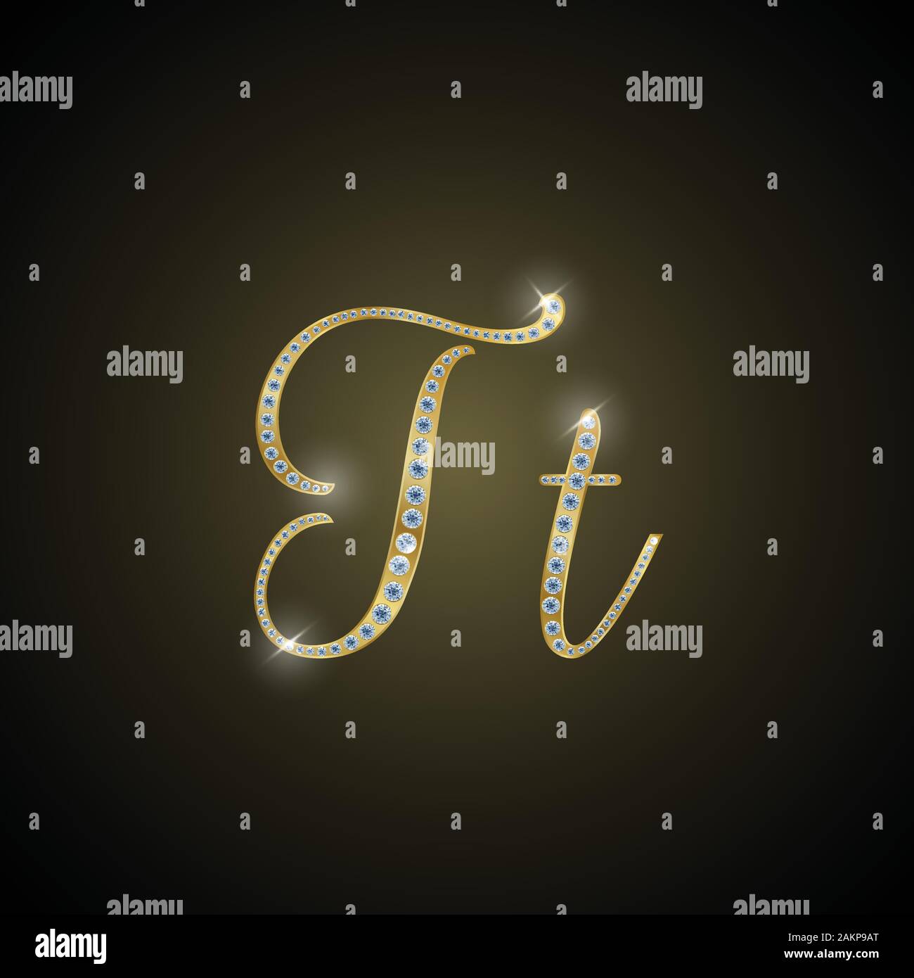 Shiny alphabet "T" of gold and diamond. Vector Stock Vector Image & Art ...