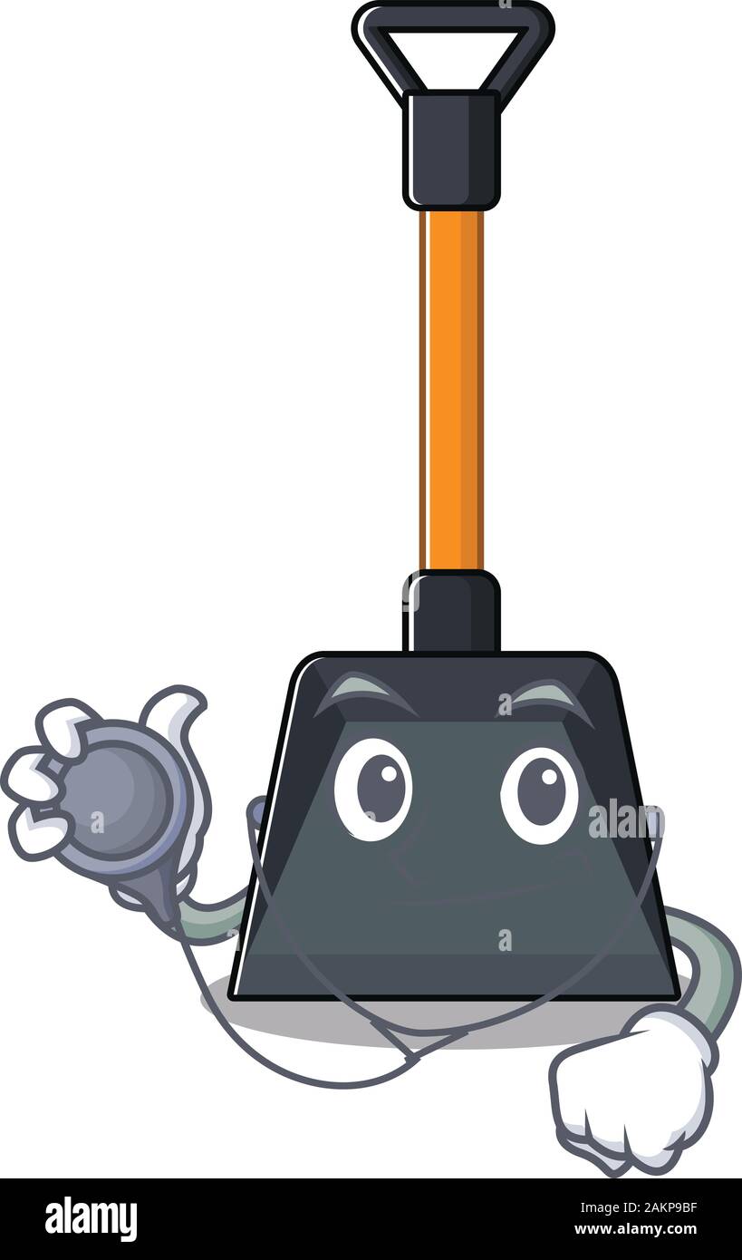 Smart and cool snow shovel cartoon character in a Doctor with tools ...