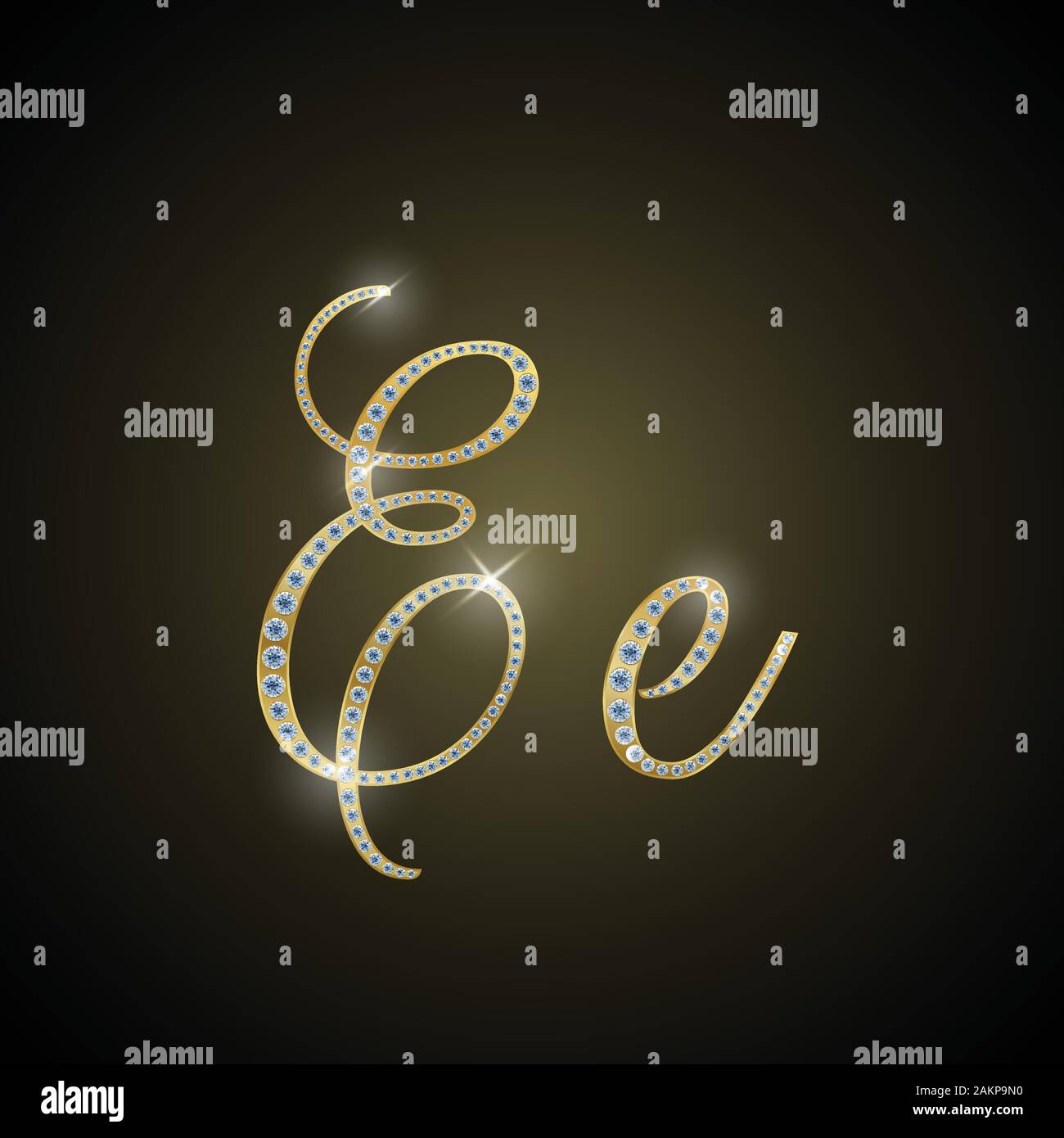 Shiny alphabet "E" of gold and diamond. Vector Stock Vector Image & Art ...