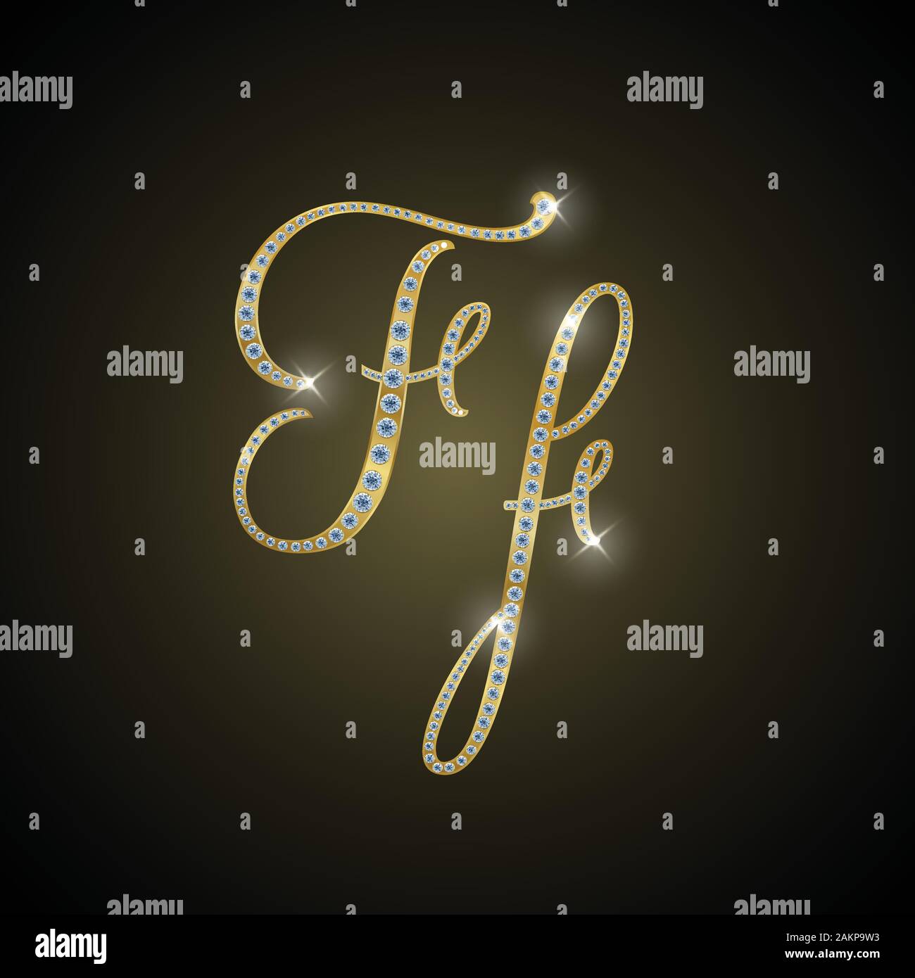 Shiny alphabet "F" of gold and diamond. Vector Stock Vector Image & Art ...