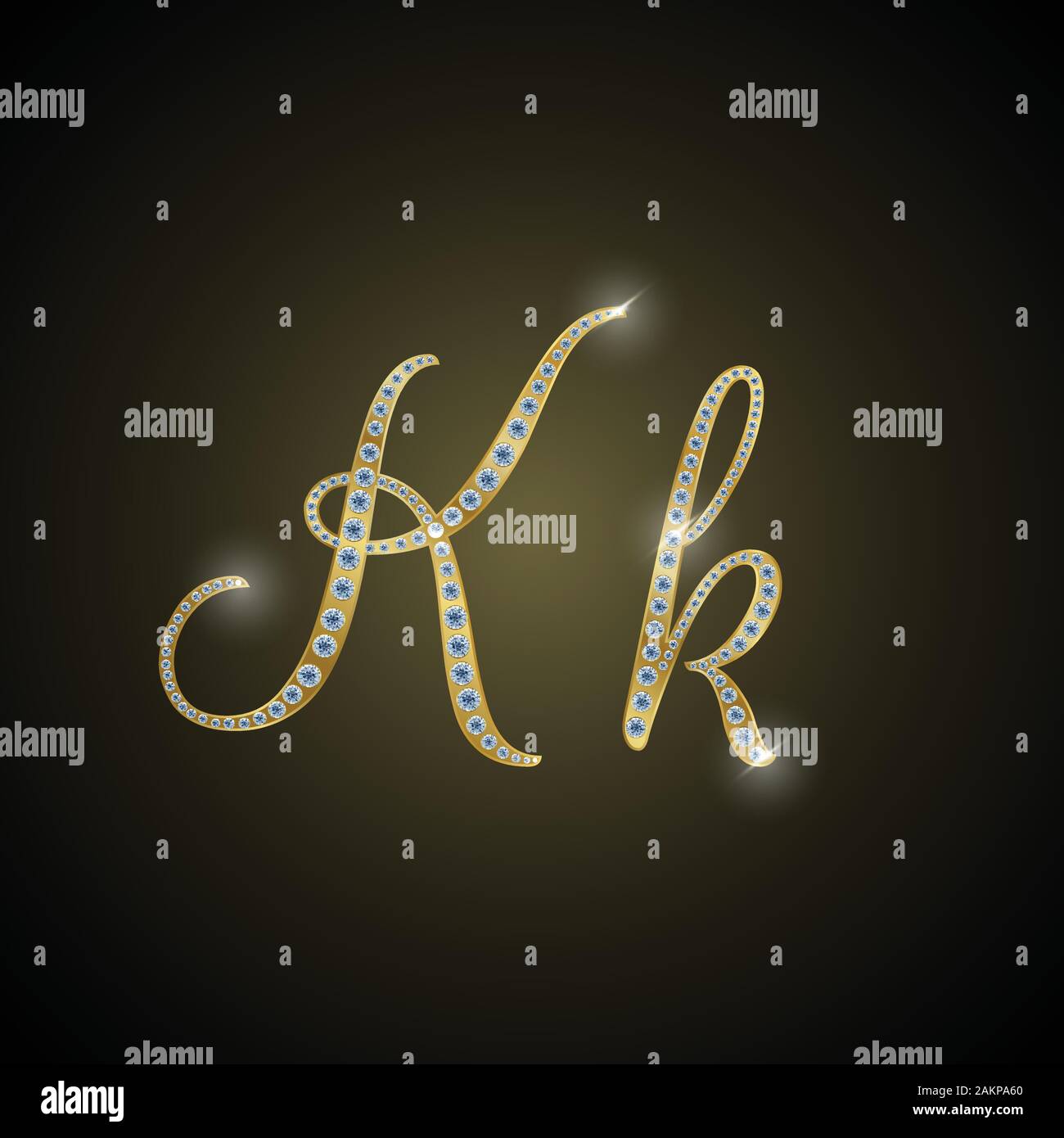 Shiny alphabet "K" of gold and diamond. Vector Stock Vector Image & Art ...