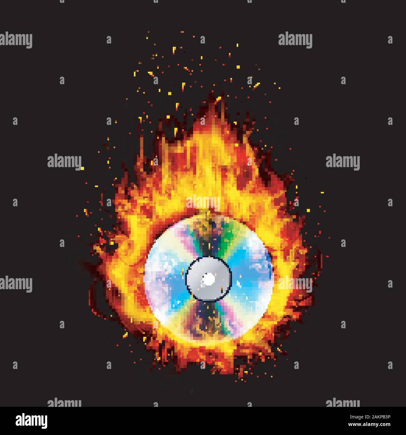 Fire burning CD black background Stock Vector Image & Art - Alamy