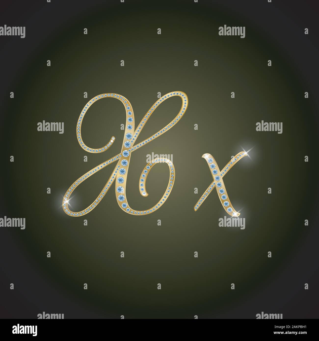 Shiny alphabet "X" of gold and diamond. Vector Stock Vector Image & Art ...