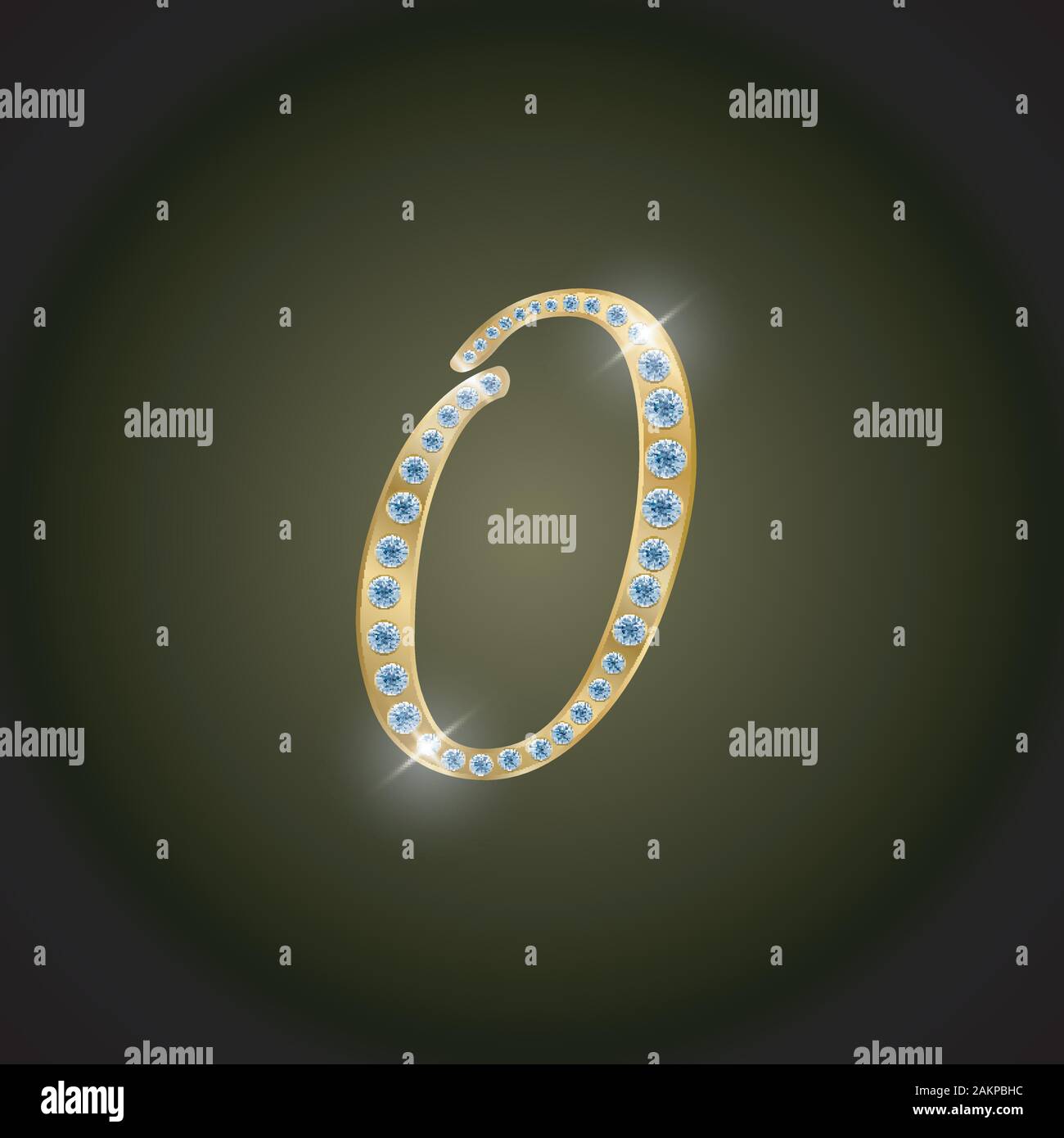 Shiny number "0" of gold and diamond. Vector Stock Vector Image & Art ...