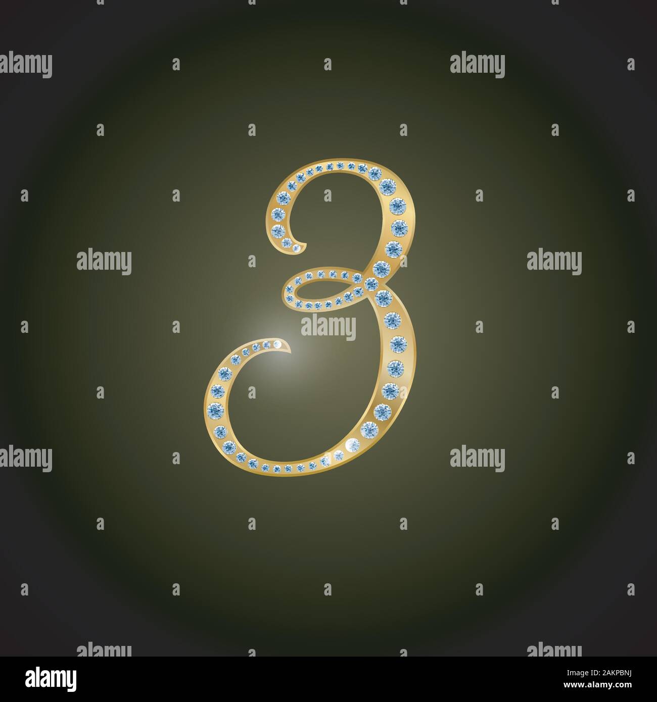 Shiny number "3" of gold and diamond Stock Vector Image & Art - Alamy