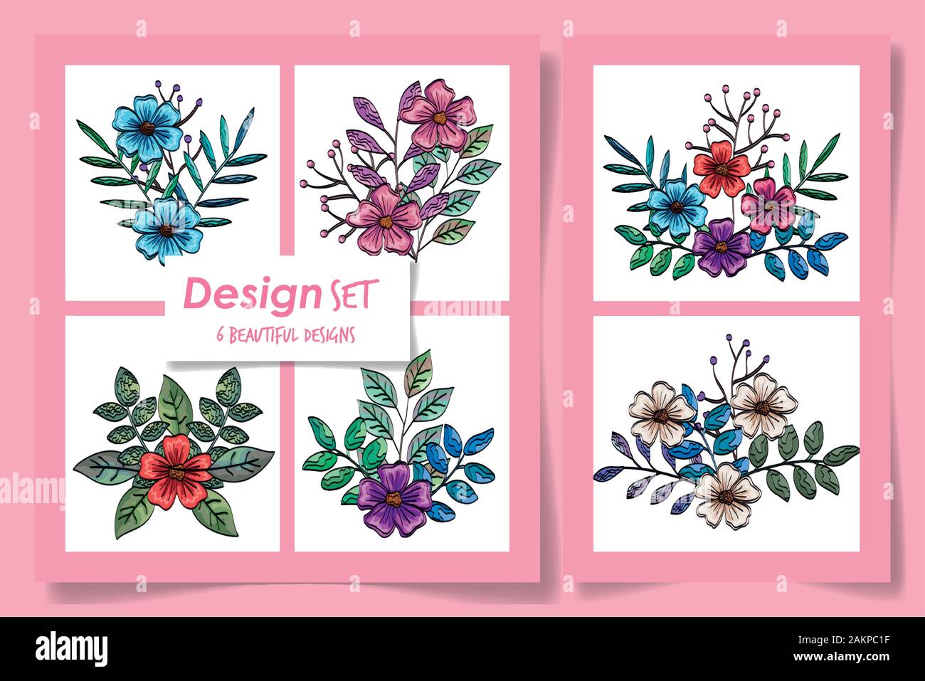 Six petal flowers Stock Vector Images - Alamy