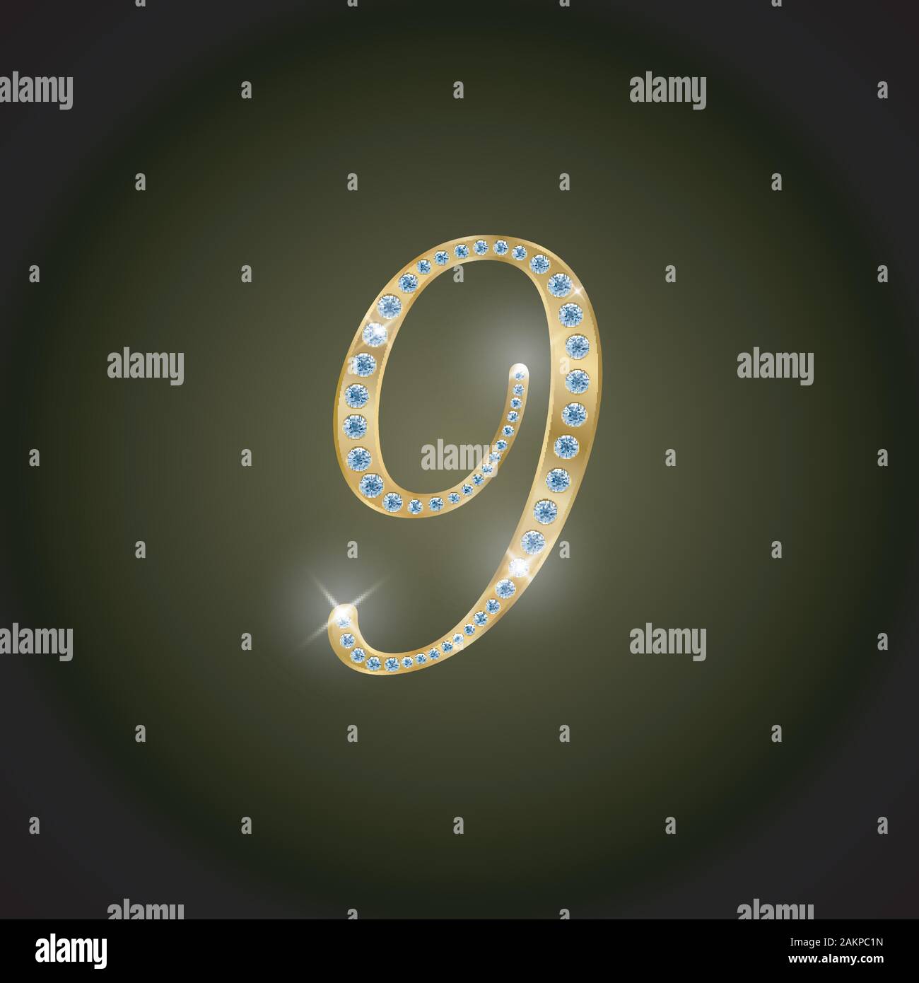 Shiny number "9" of gold and diamond Stock Vector Image & Art - Alamy