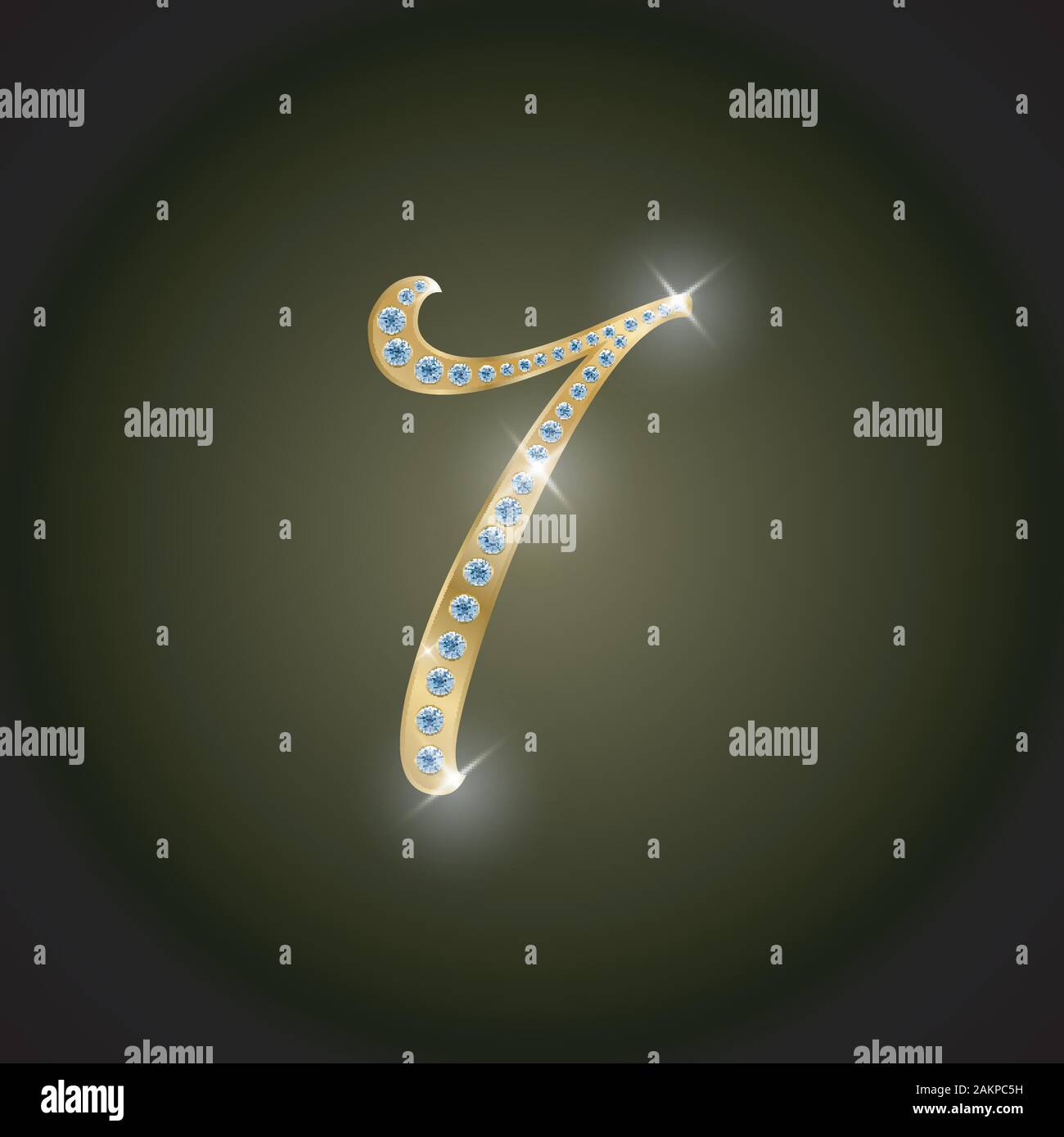 Shiny number "7" of gold and diamond. Vector Stock Vector Image & Art ...