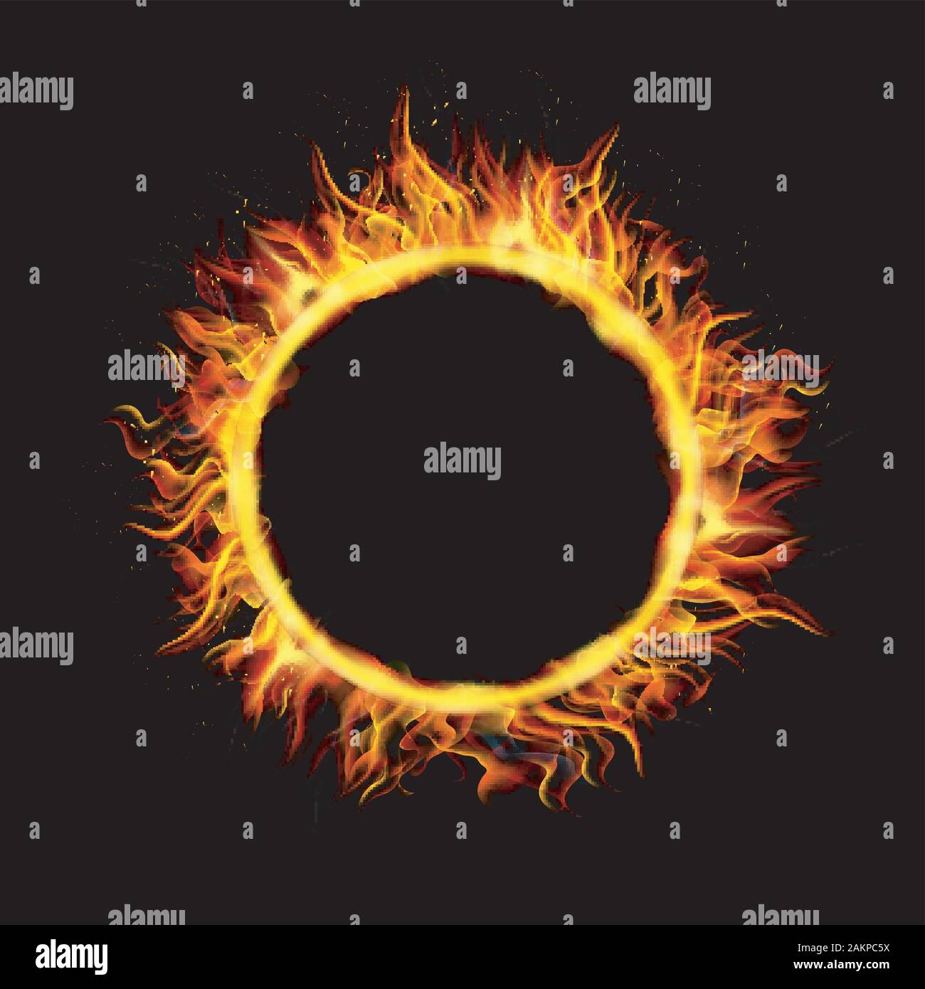 Fire Circle on Black Background Stock Vector Image & Art - Alamy