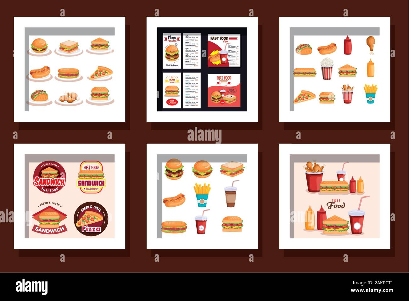 bundle designs of cards menu fast food Stock Vector Image & Art - Alamy