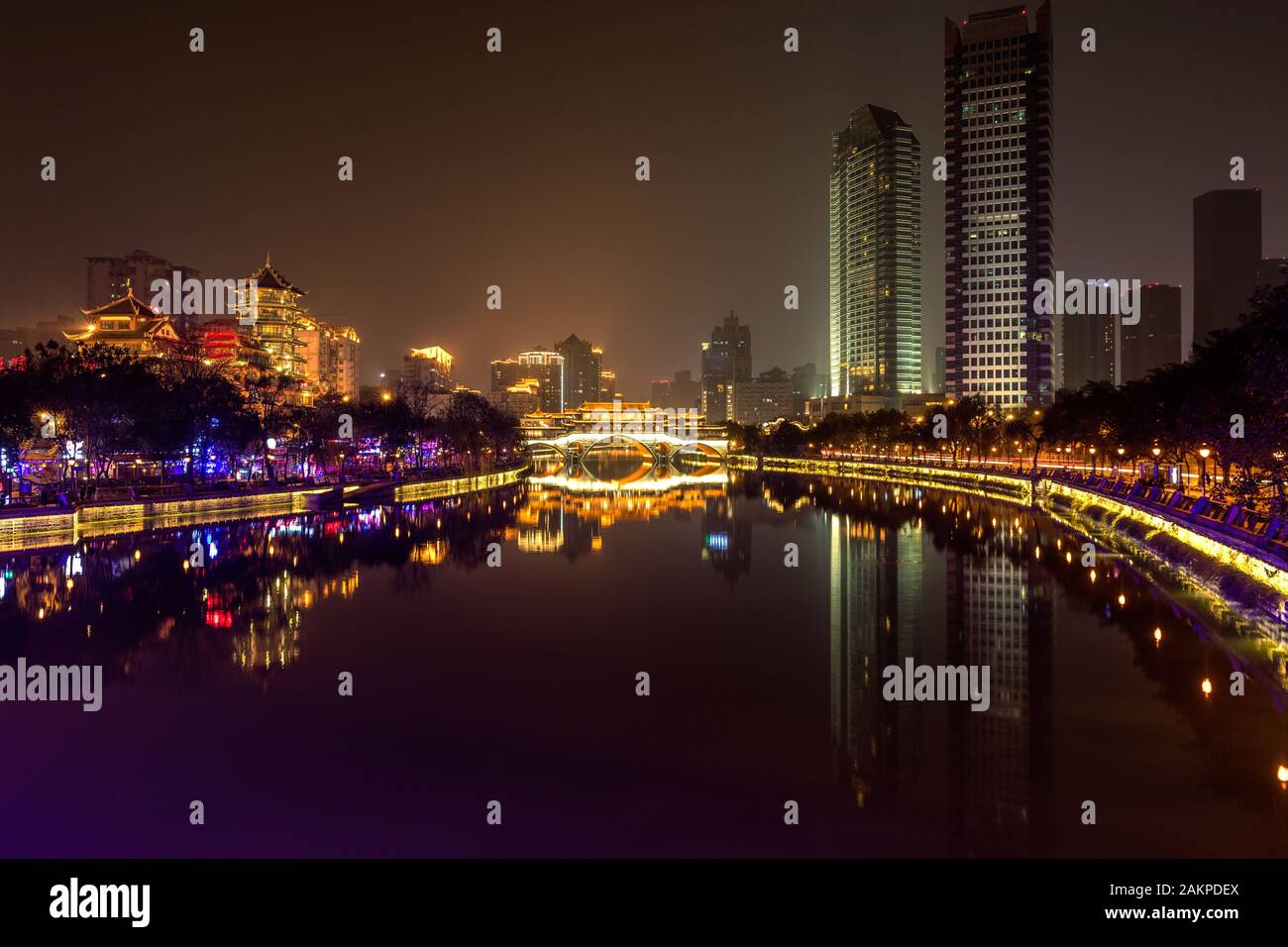 Sichuan chengdu funan river anshun covered Bridges Stock Photo - Alamy