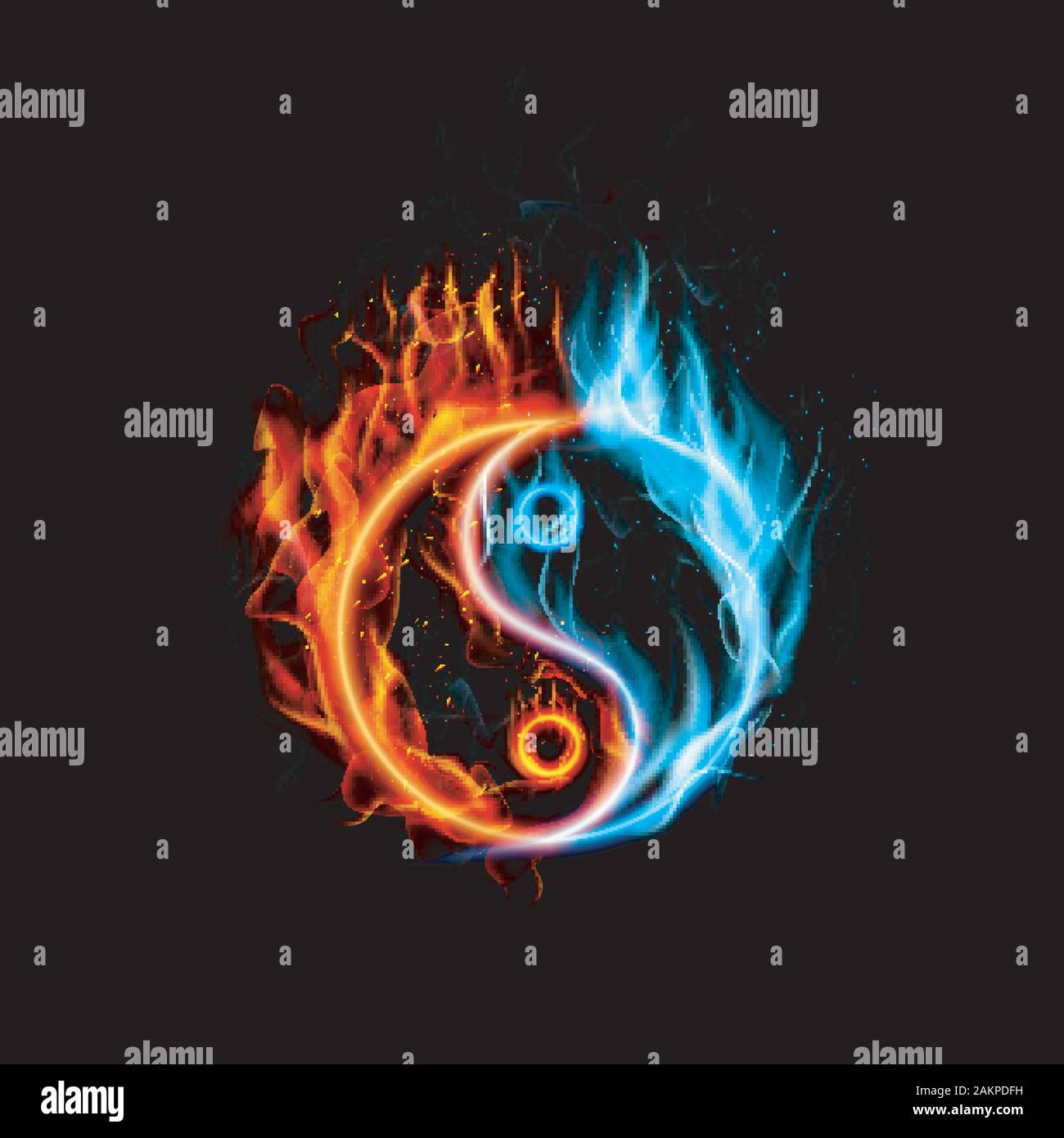 Fire burning Yin Yang with black background Stock Vector Image & Art ...
