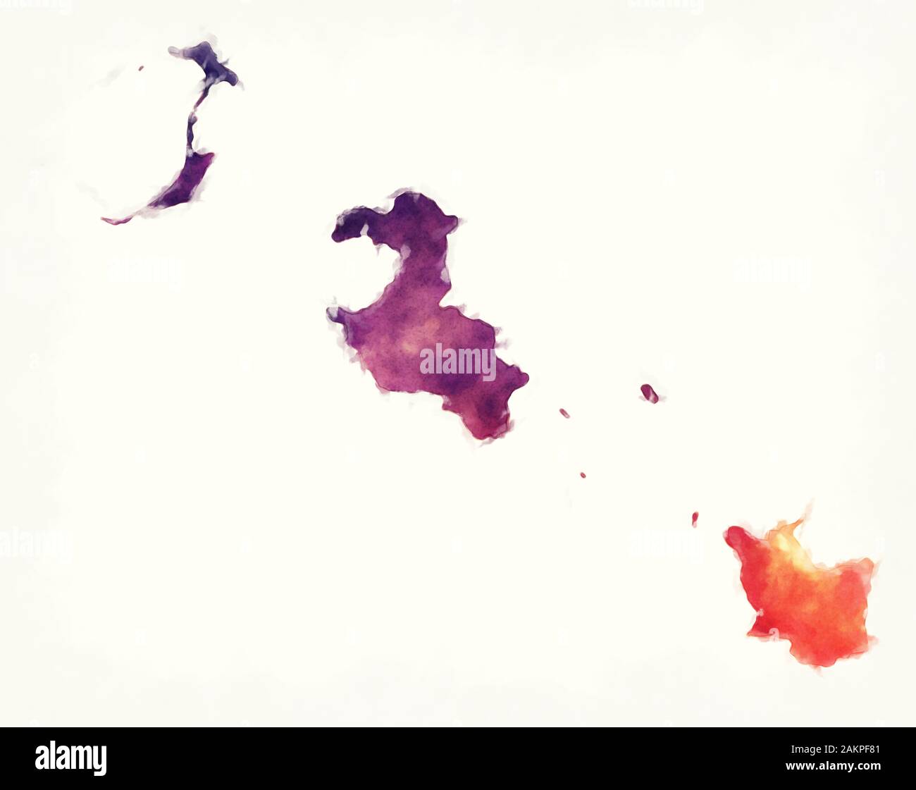 Loyalty Islands province watercolor map of New Caledonia Stock Photo ...