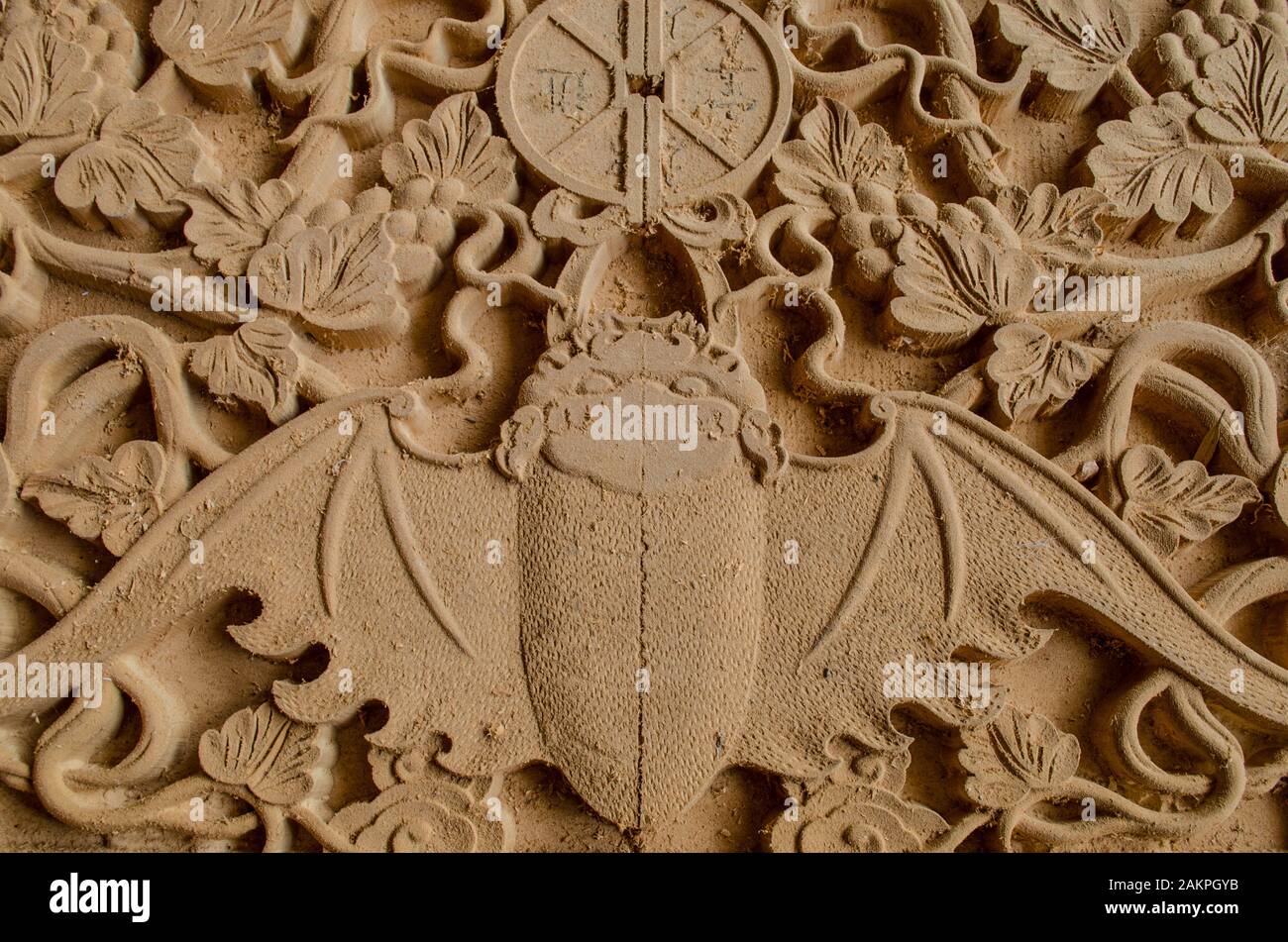 chinese style wooden bat bas relief Stock Photo - Alamy