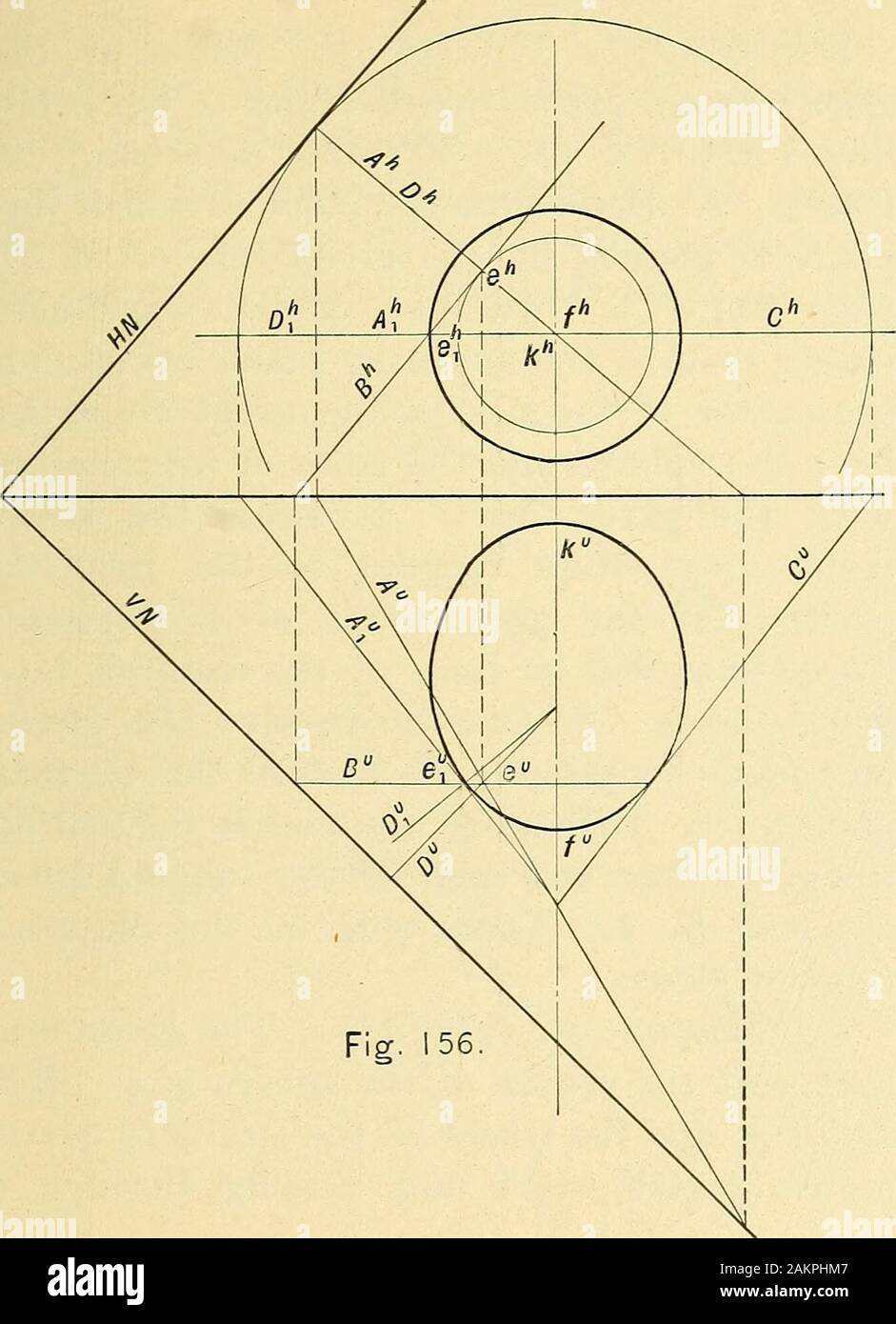 Descriptive geometry . B tangent to theparallel, and, therefore, in the ...