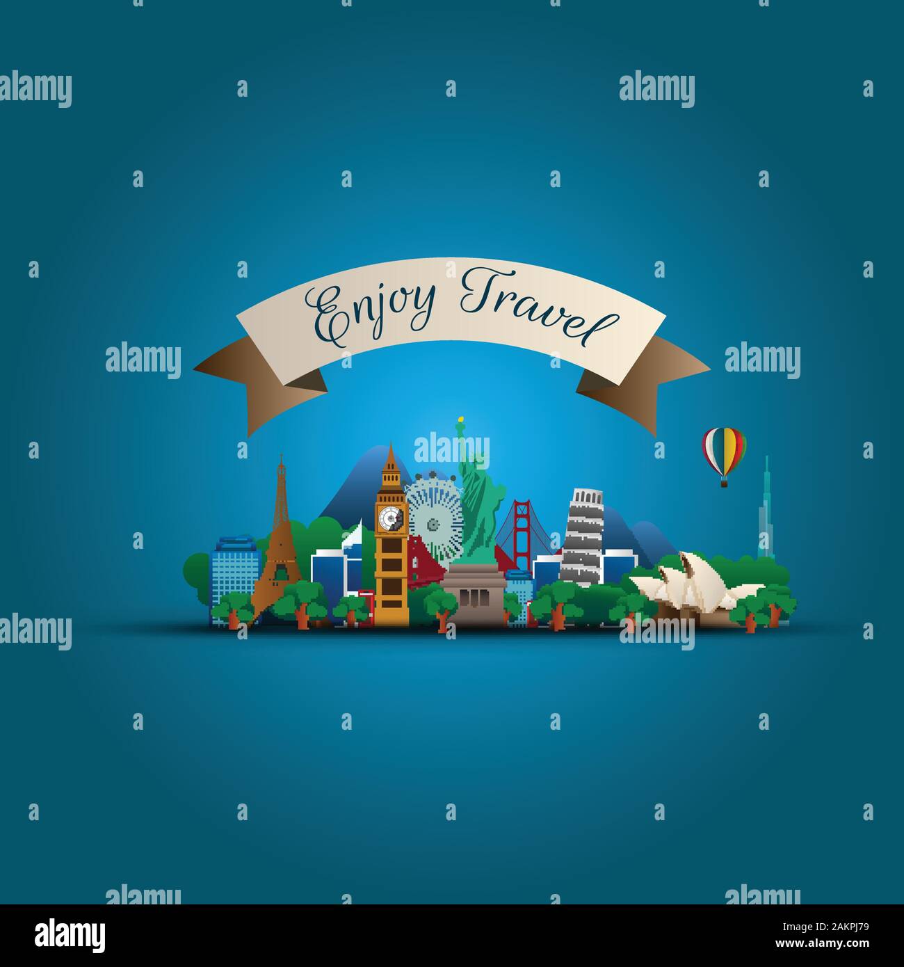 Famous monuments of the world. Symbol. vector Stock Vector Image & Art ...