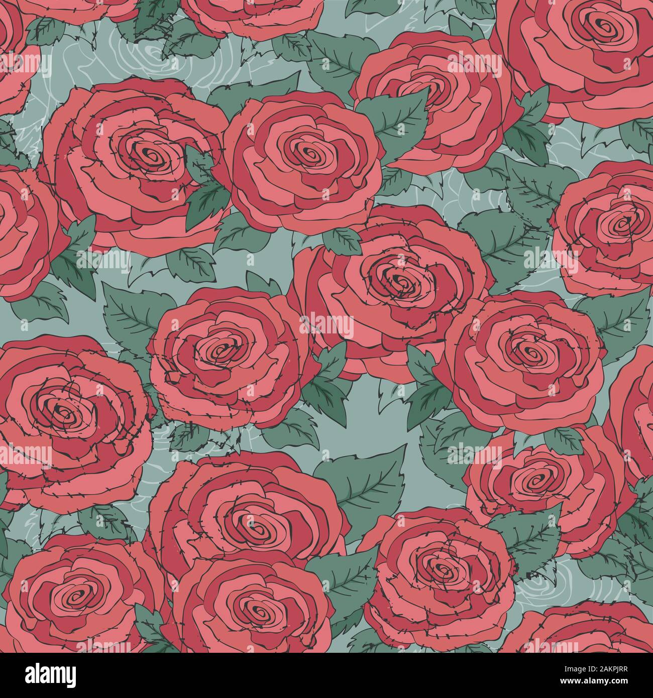 Flower of seamless pattern with red roses background Stock Vector Image ...