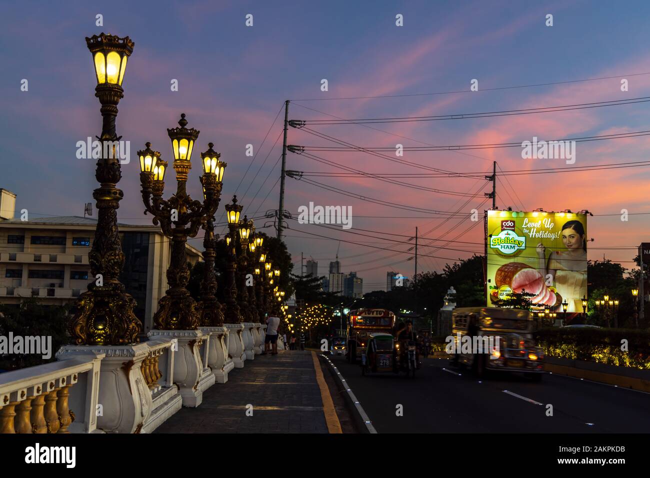 Dec 31, 2019 William A. Jones Memorial Bridge night landscape, Manila ...