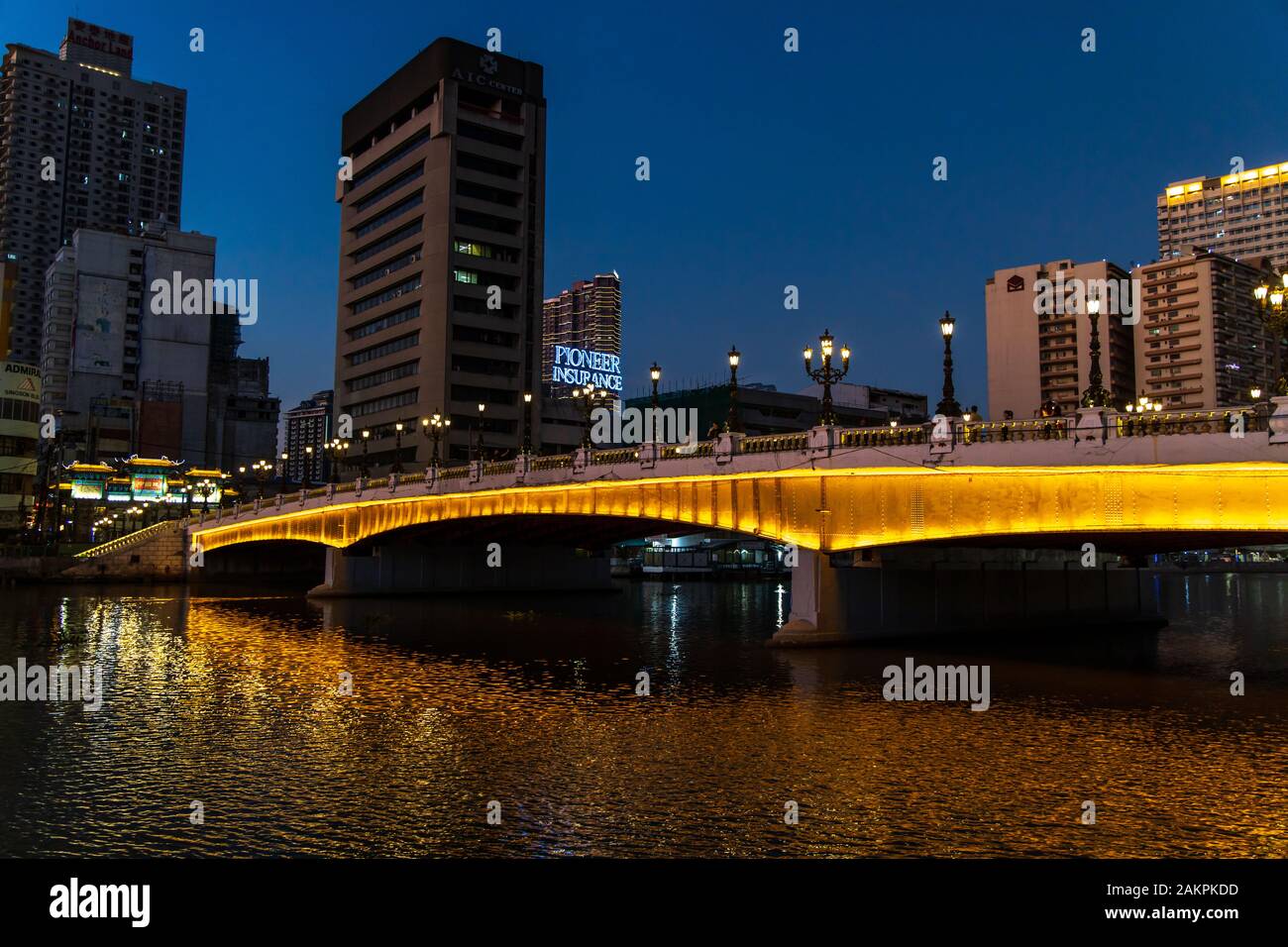 Dec 31, 2019 William A. Jones Memorial Bridge night landscape, Manila ...
