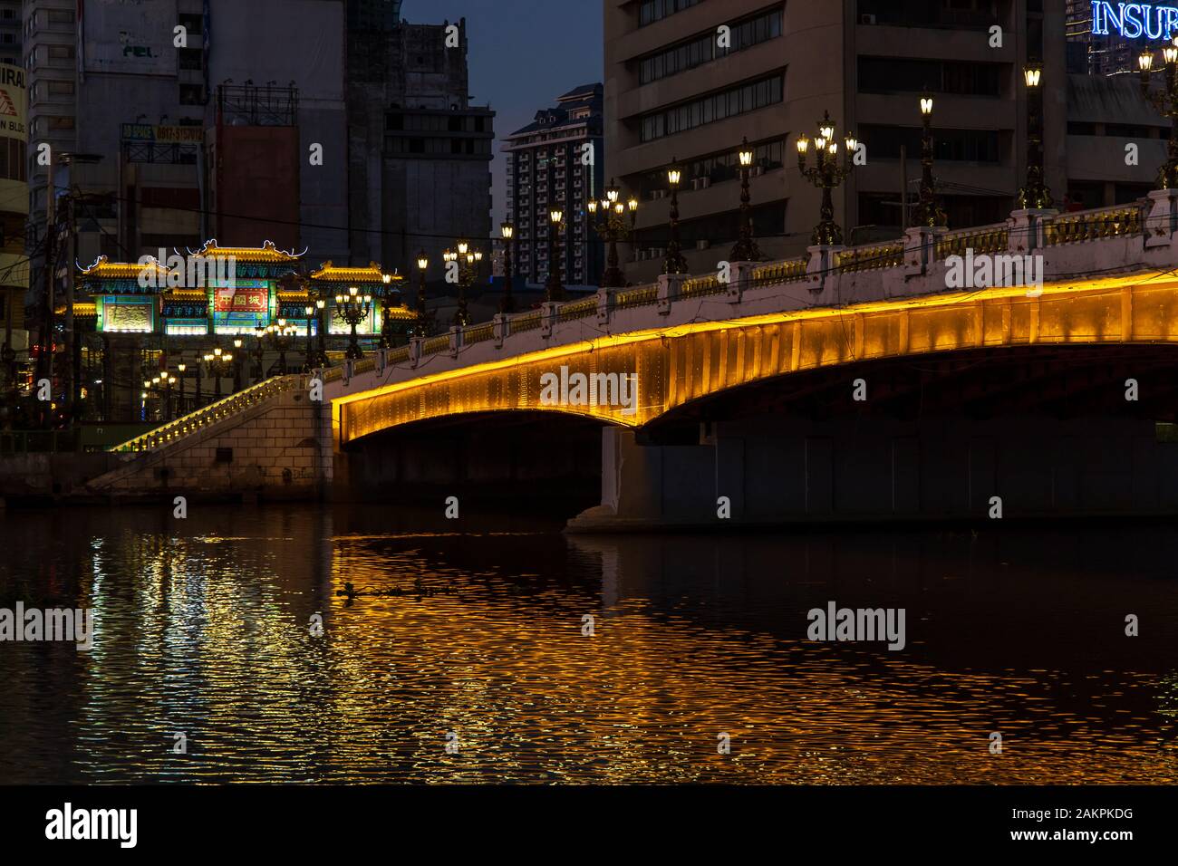Dec 31, 2019 William A. Jones Memorial Bridge night landscape, Manila ...