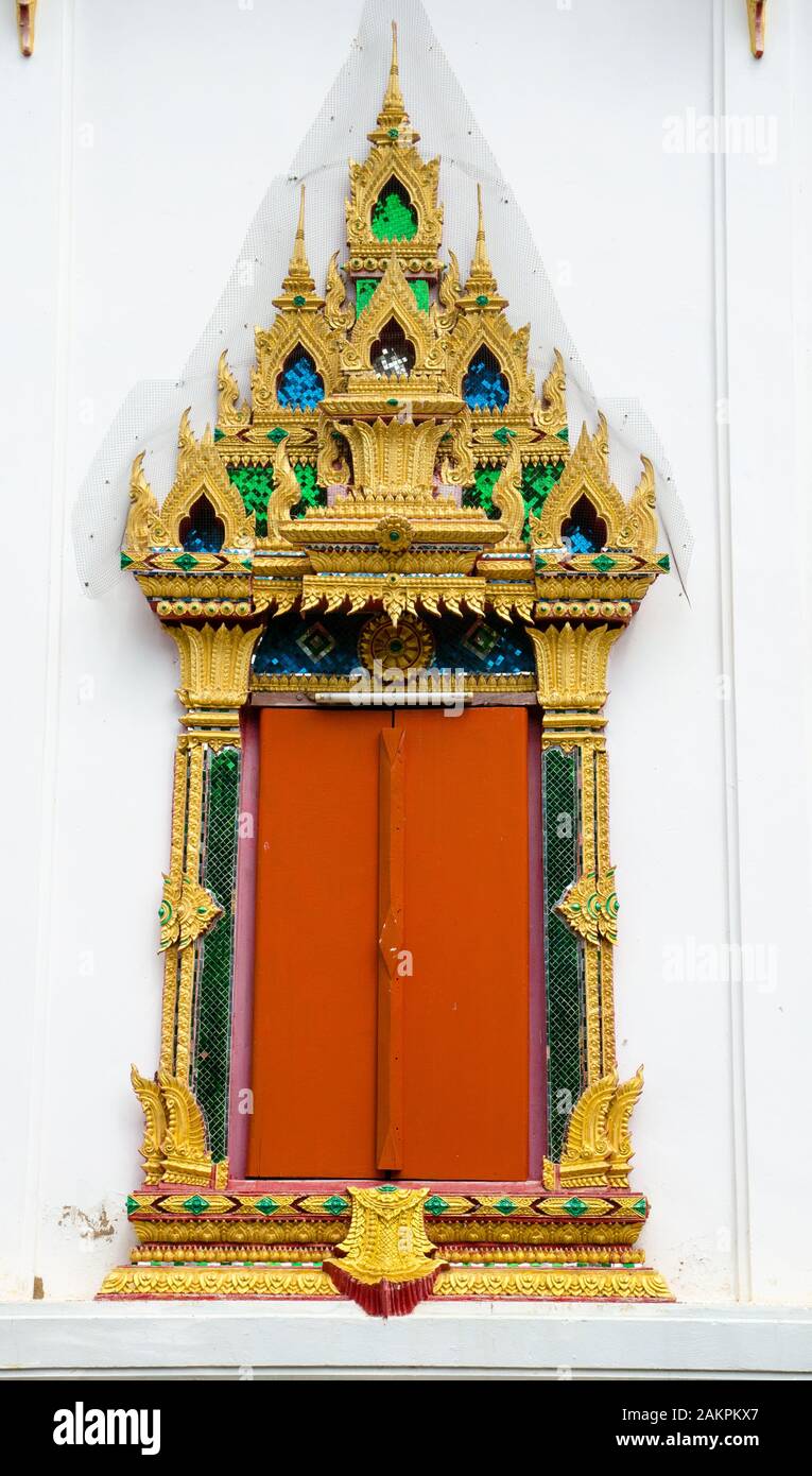 window of buddha church in front view Stock Photo - Alamy