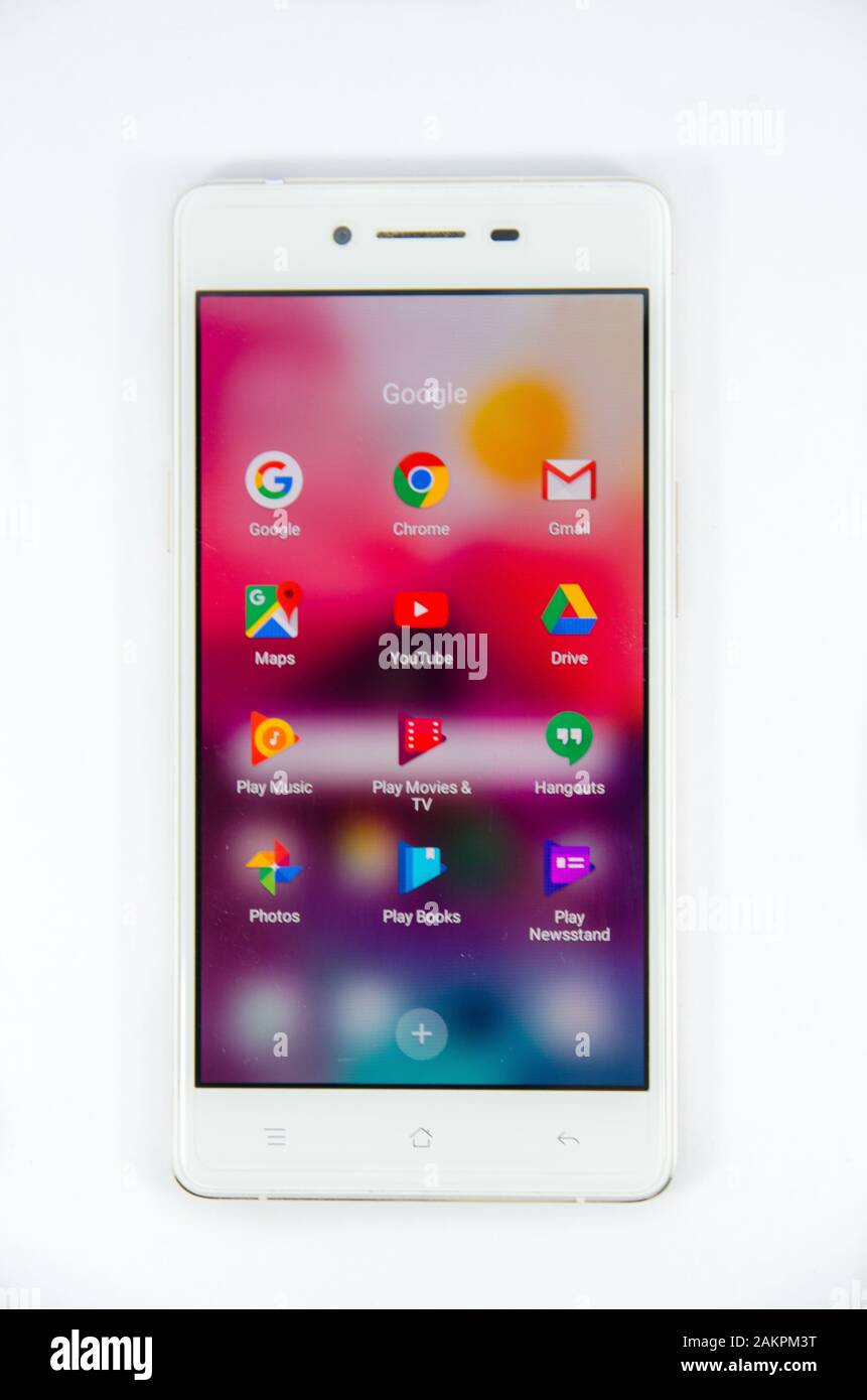screen of google application on white oppo smartphone on isolated Stock ...