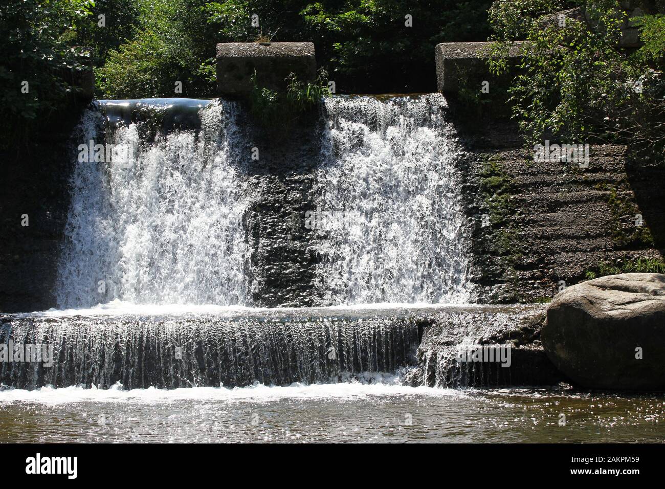 River overflow or a small dam overflow. Water supply Stock Photo - Alamy