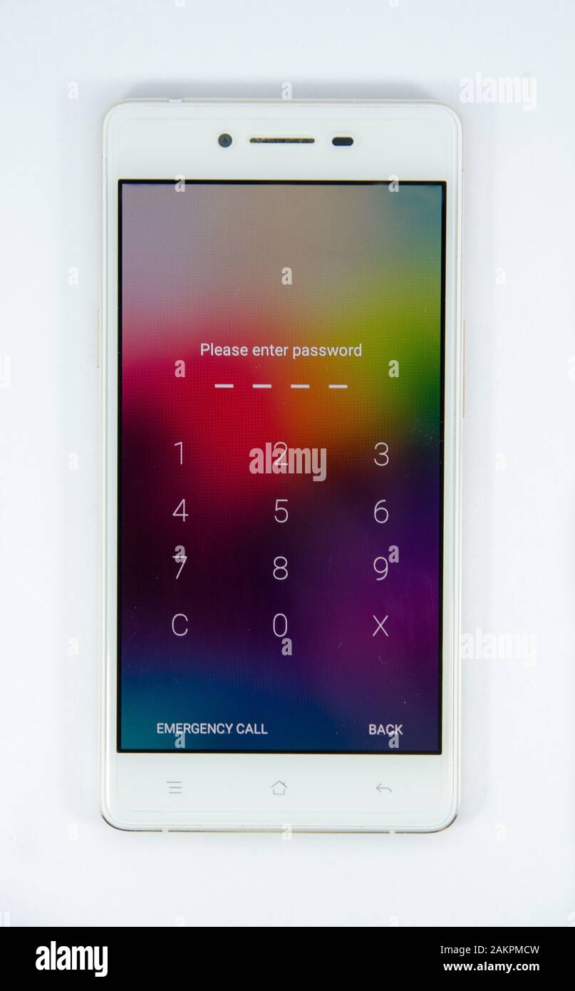 password lock screen on white smartphone Stock Photo - Alamy